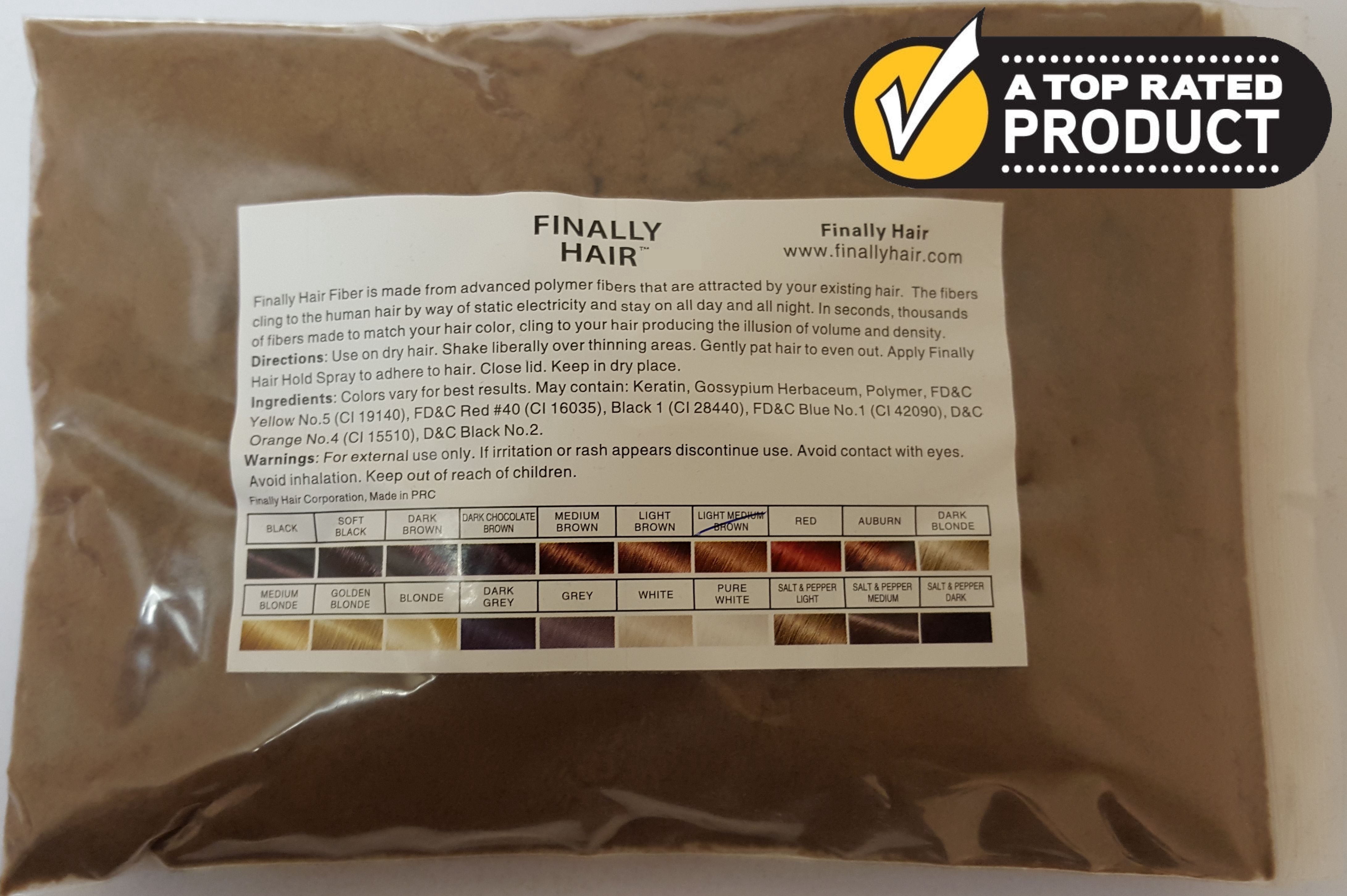Finally Hair (2oz) Refill Bag Premium Hair Fibers Light Medium Brown ...