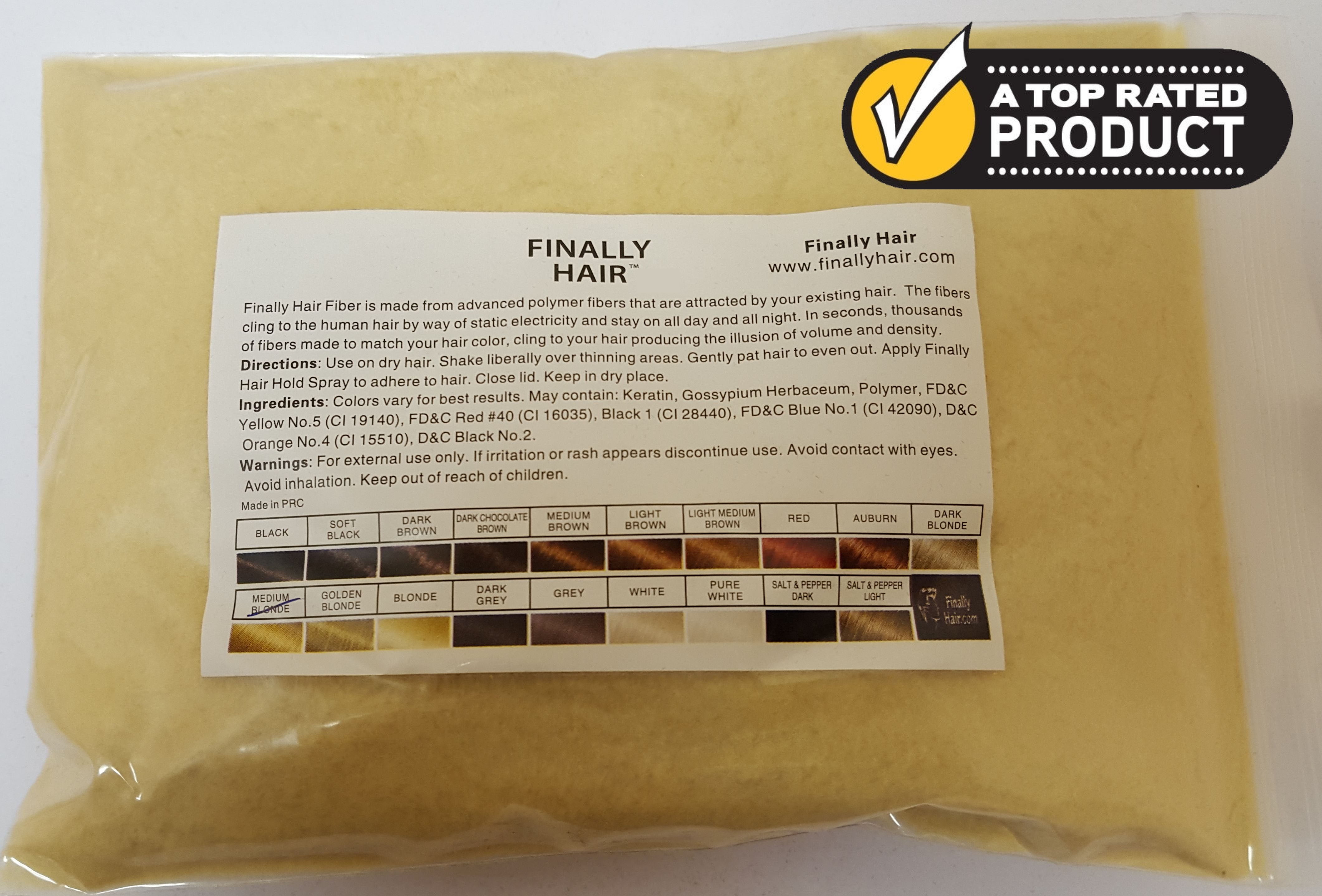 Finally Hair - Hair Fibers - Refill Bag - Medium Blonde - 57 Gram (2oz ...