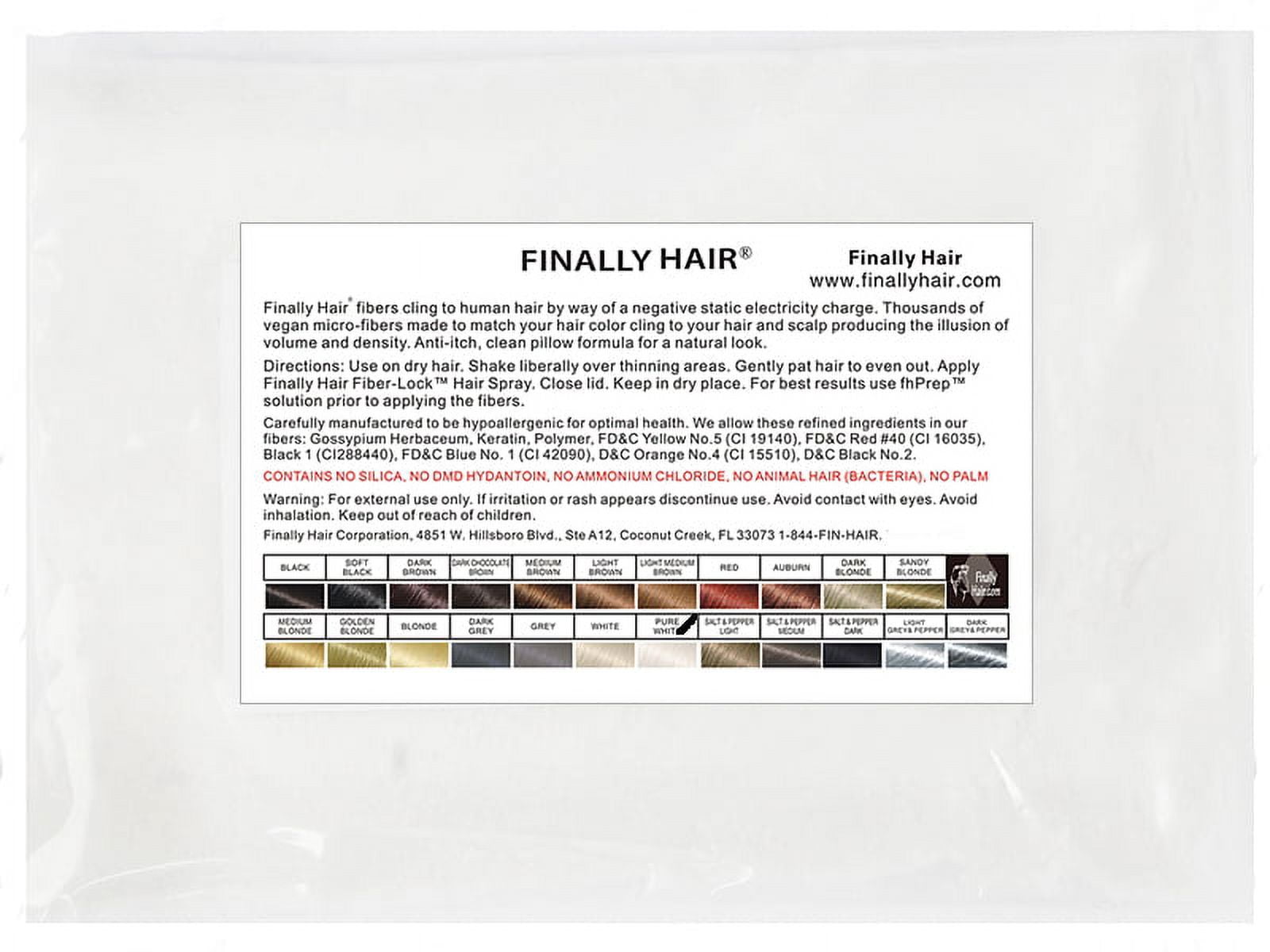 Finally Hair - Hair Fibers - Refill Bag - Pure White - 100 Gram (3.5 oz ...