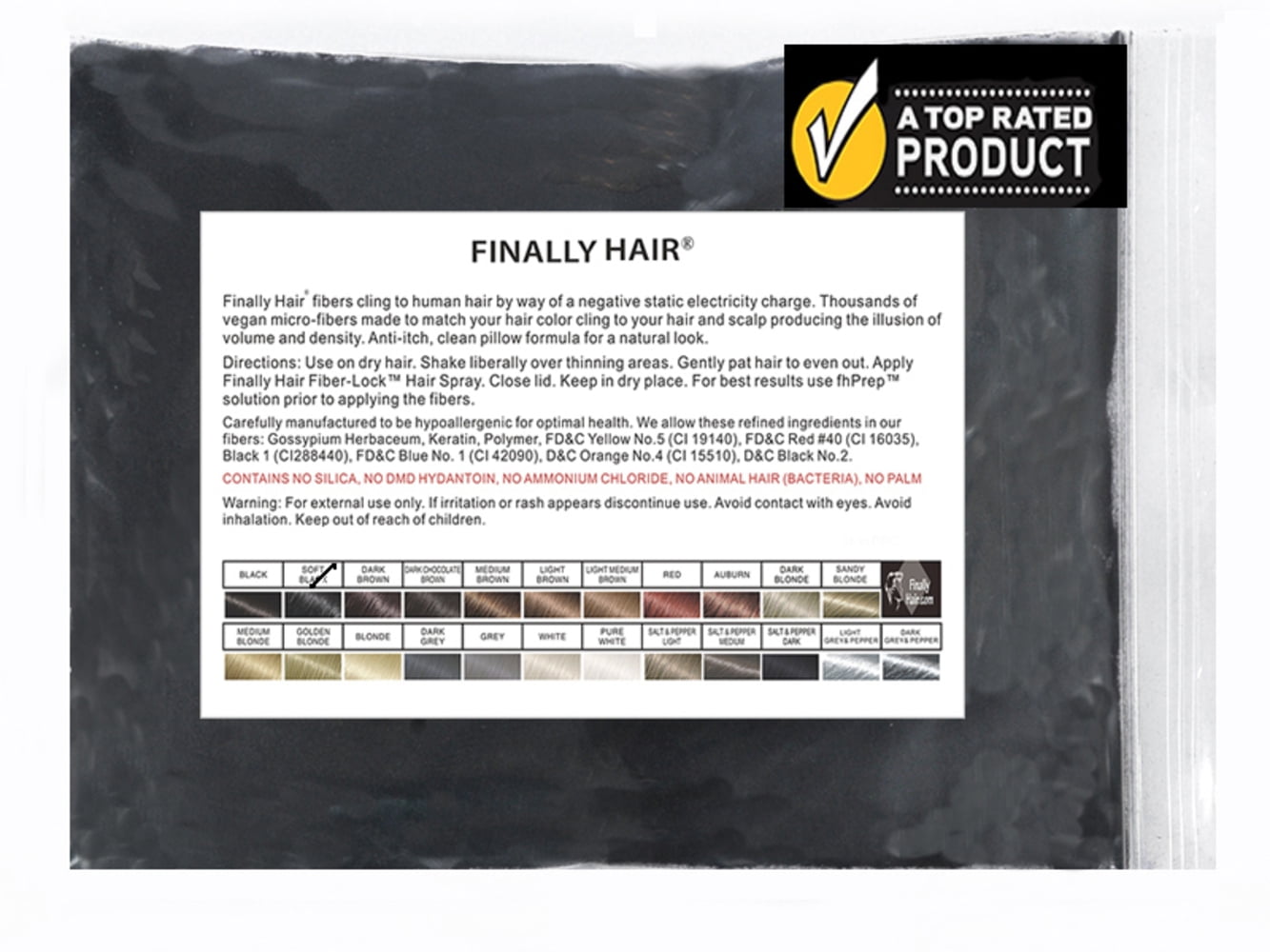 Finally Hair - Hair Fibers - Refill Bag - Soft Black - 100 Gram (3.5 oz ...