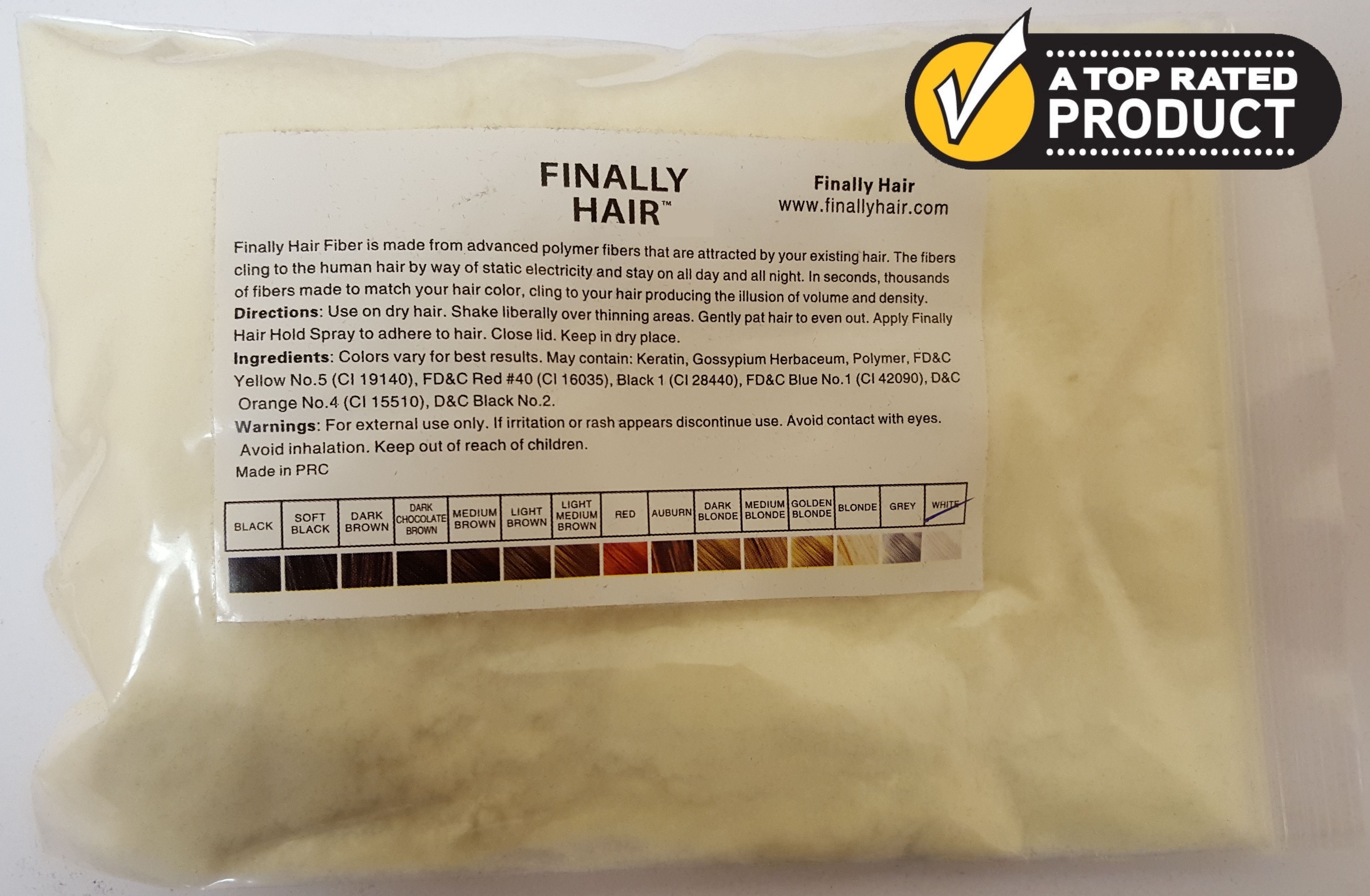 Finally Hair Refill Bag, Hair Fibers for Thinning Hair, White, 57 Grams ...