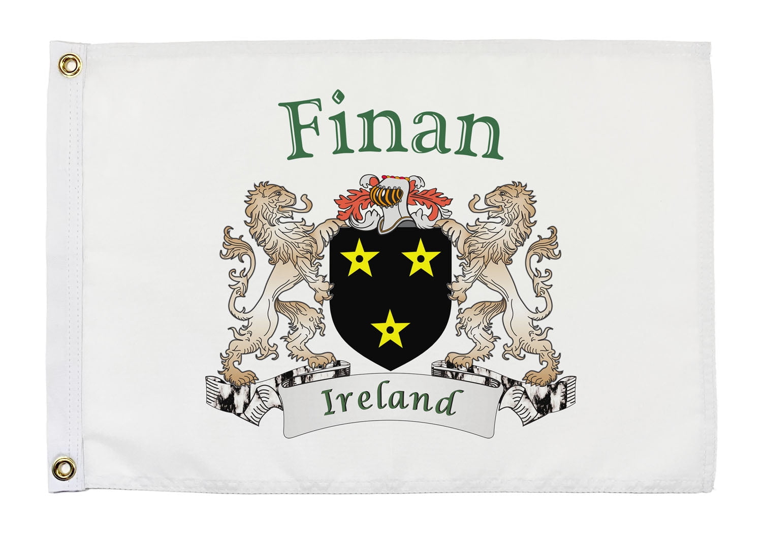 Finan Irish Coat of Arms Small White Flag - 16"x10.5" inches - Walmart.com