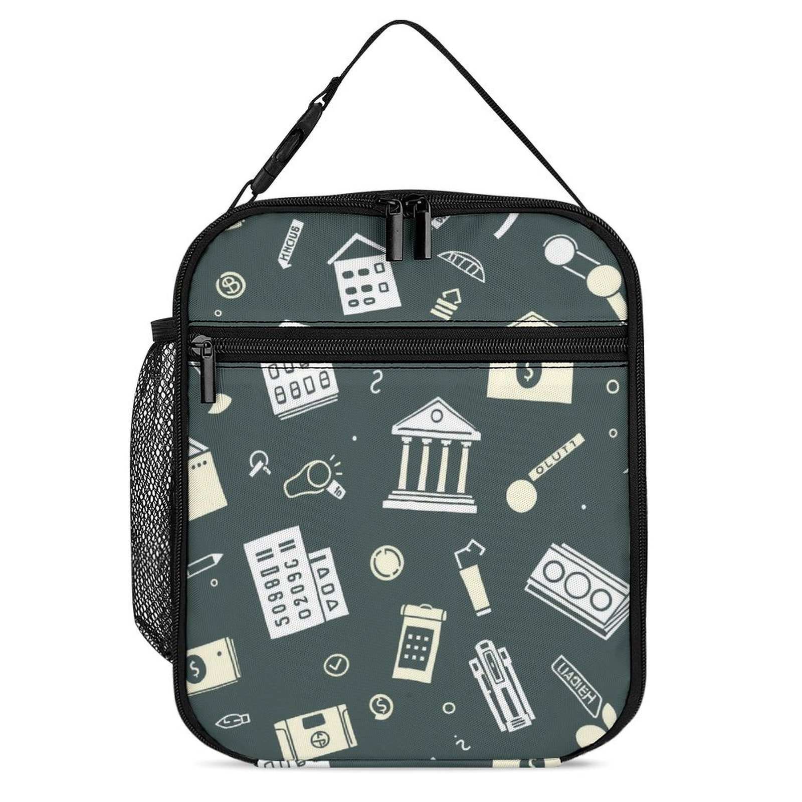 Finance Icon Pattern Lunch Bag Warm Insulated Lunch Box School Food ...