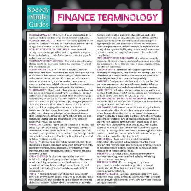 Finance Terminology (Speedy Study Guide) - Walmart.com