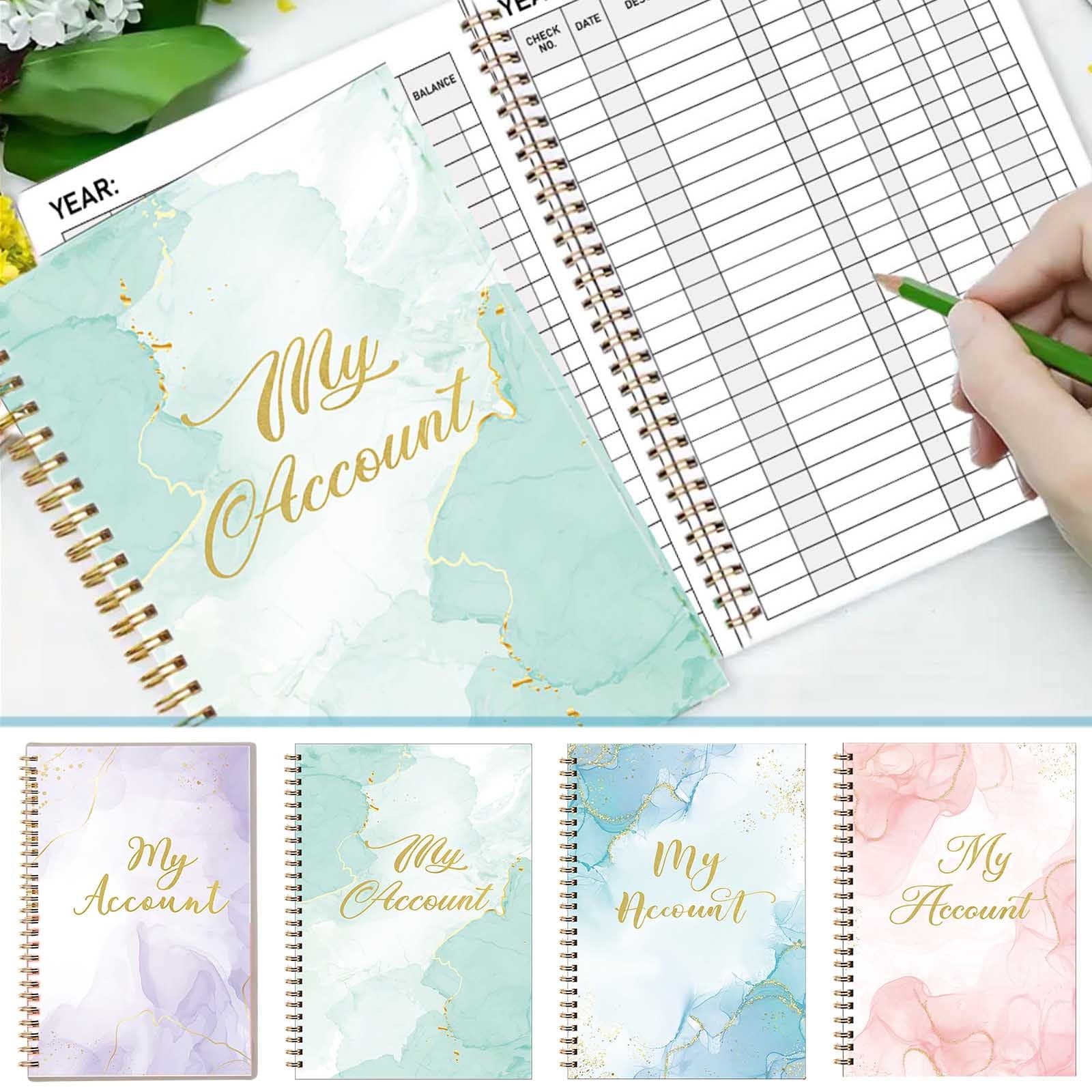 Financial Ledger Book - Expense Tracker with Check Register, 8x6 Inch ...