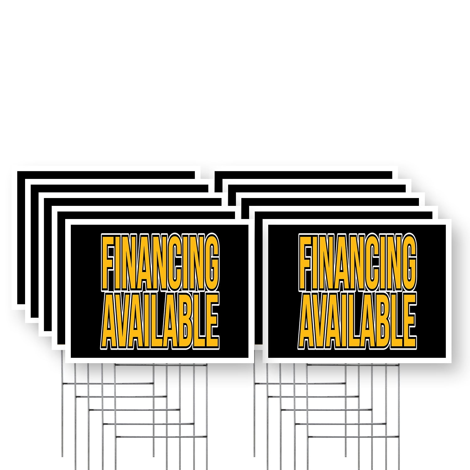 Financing Available Yard Sign 10 Pack of 12 Inch x 16 Inch Double Sided ...