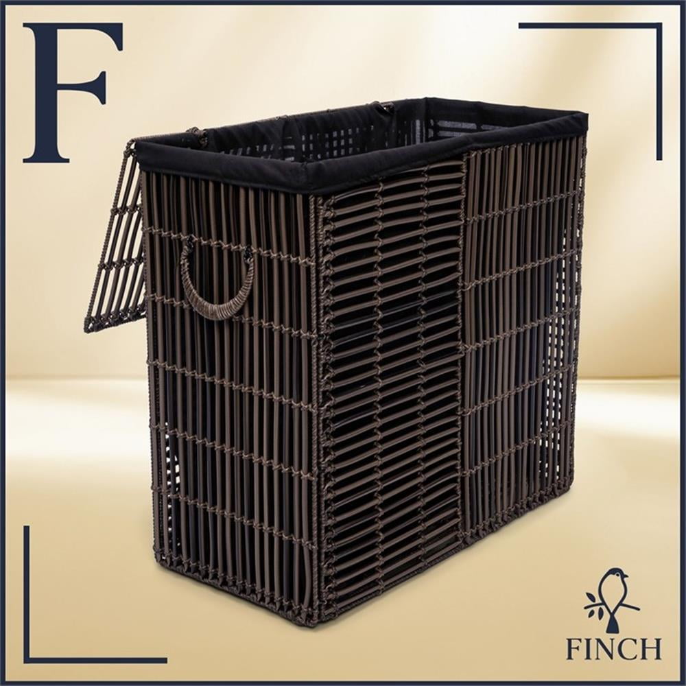 Finch Double Sturdy Laundry Hamper with Lid & Handles Basket Dark Brown ...