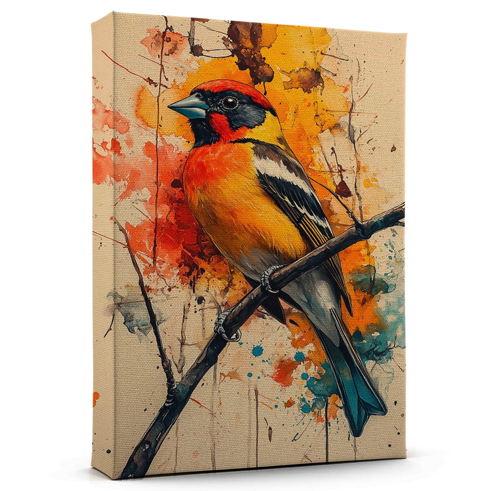 Finch European Goldfinch Canvas Painting Animal Artwork,Colorful Finch ...