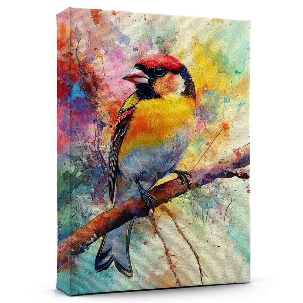 Finch European Goldfinch Canvas Wall Art Decor, Colorful Finch European ...