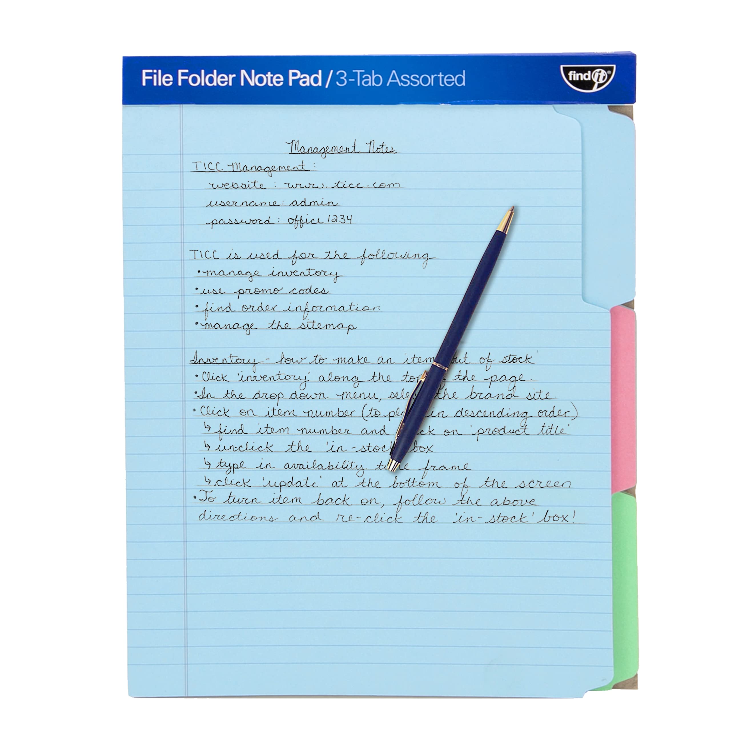 Find It File Folder Notepad - Pack of 12-9.5 x 12.5 Inch Notebook ...