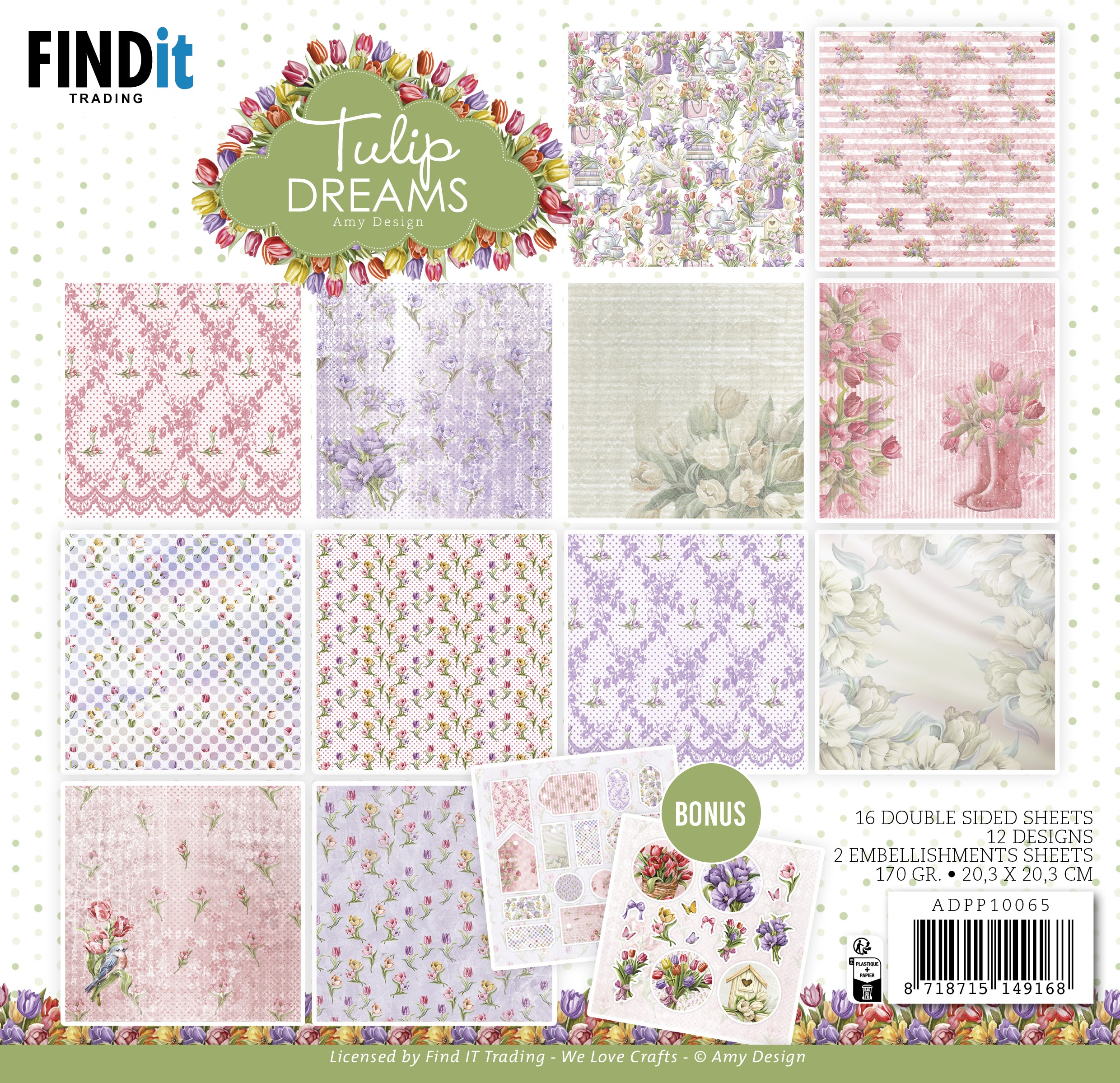 Find It Trading Amy Design Paper Pack 8"X8"-Tulip Dreams - Walmart.com