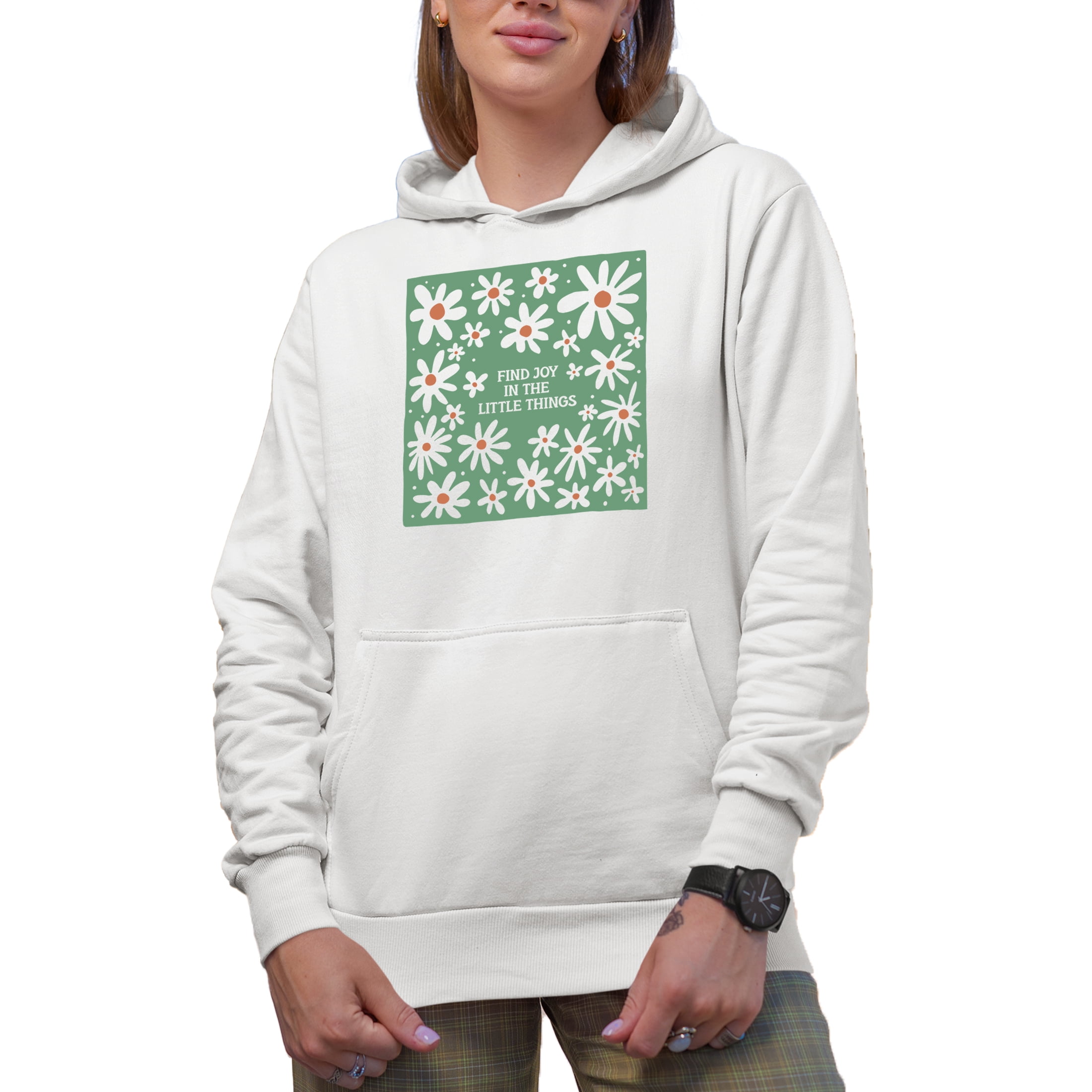 Find Joy in the Little Things, Flowers Art Merch Gift, White Hooded ...