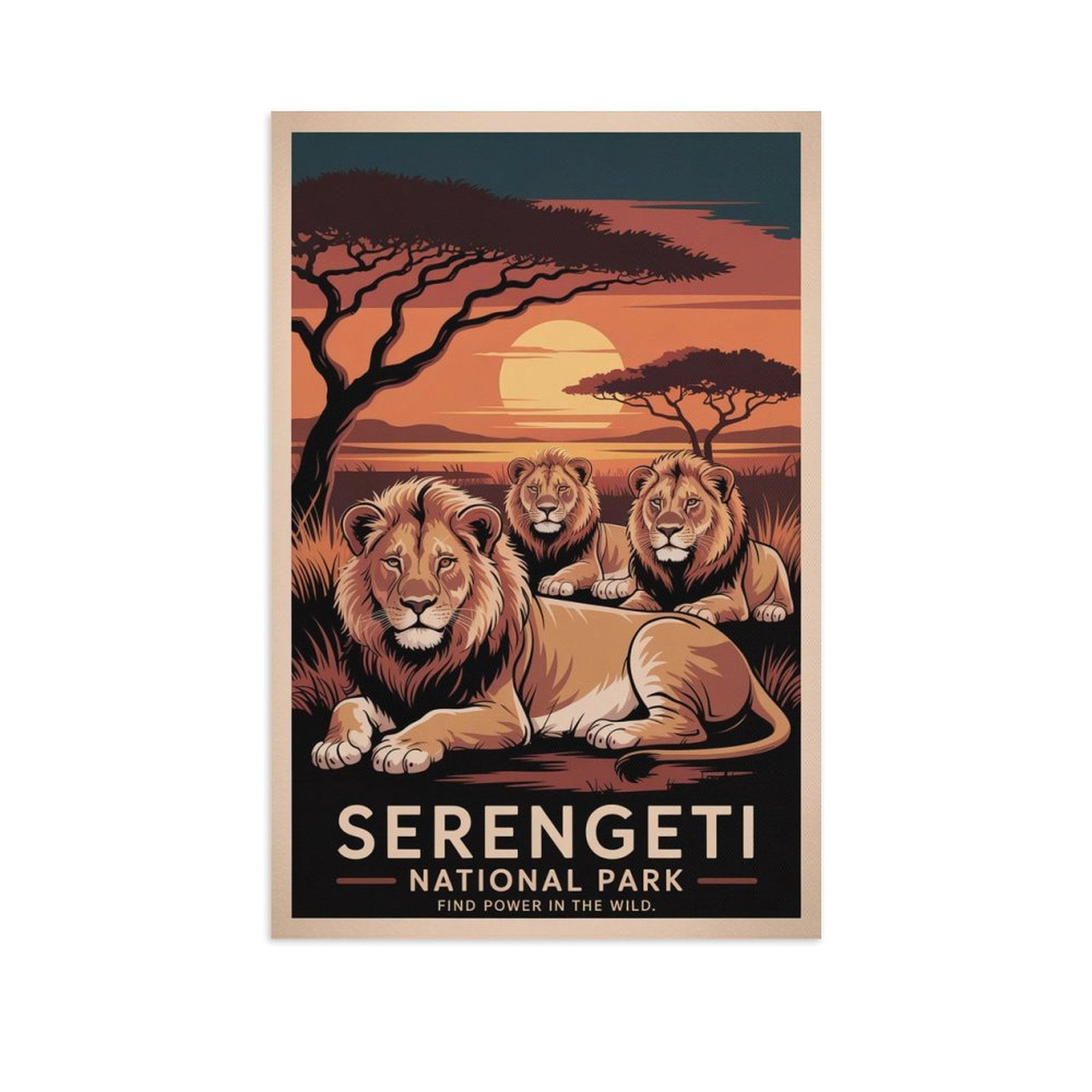 Find Power in The Wild Serengeti National Park Retro Travel Poster ...