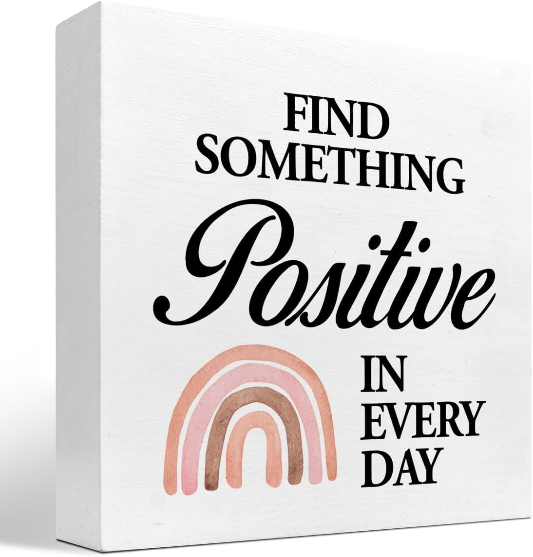 Find Something Positive In Every Day Boho Rainbow Wood Block Sign Desk ...