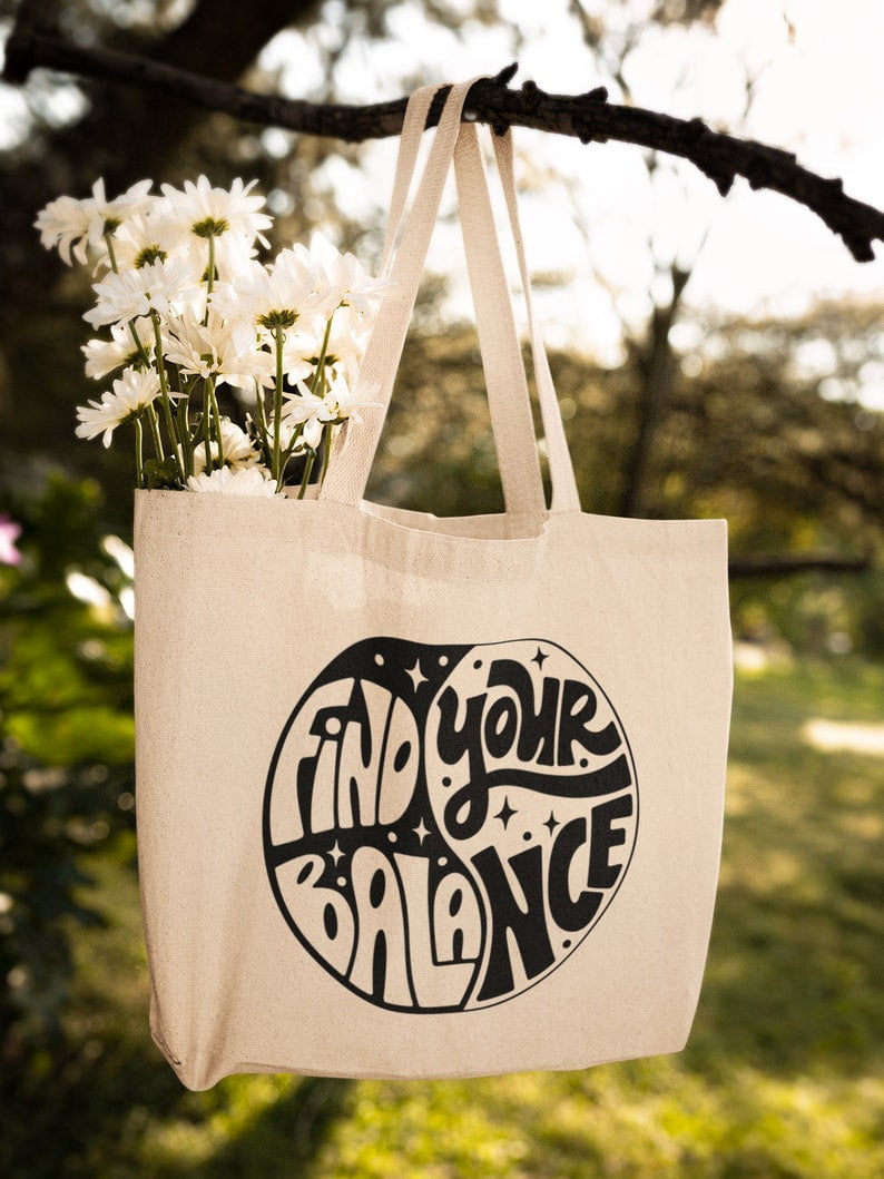 Find Your Balance Zipper Tote Bag, Simple and Beautiful Design for ...