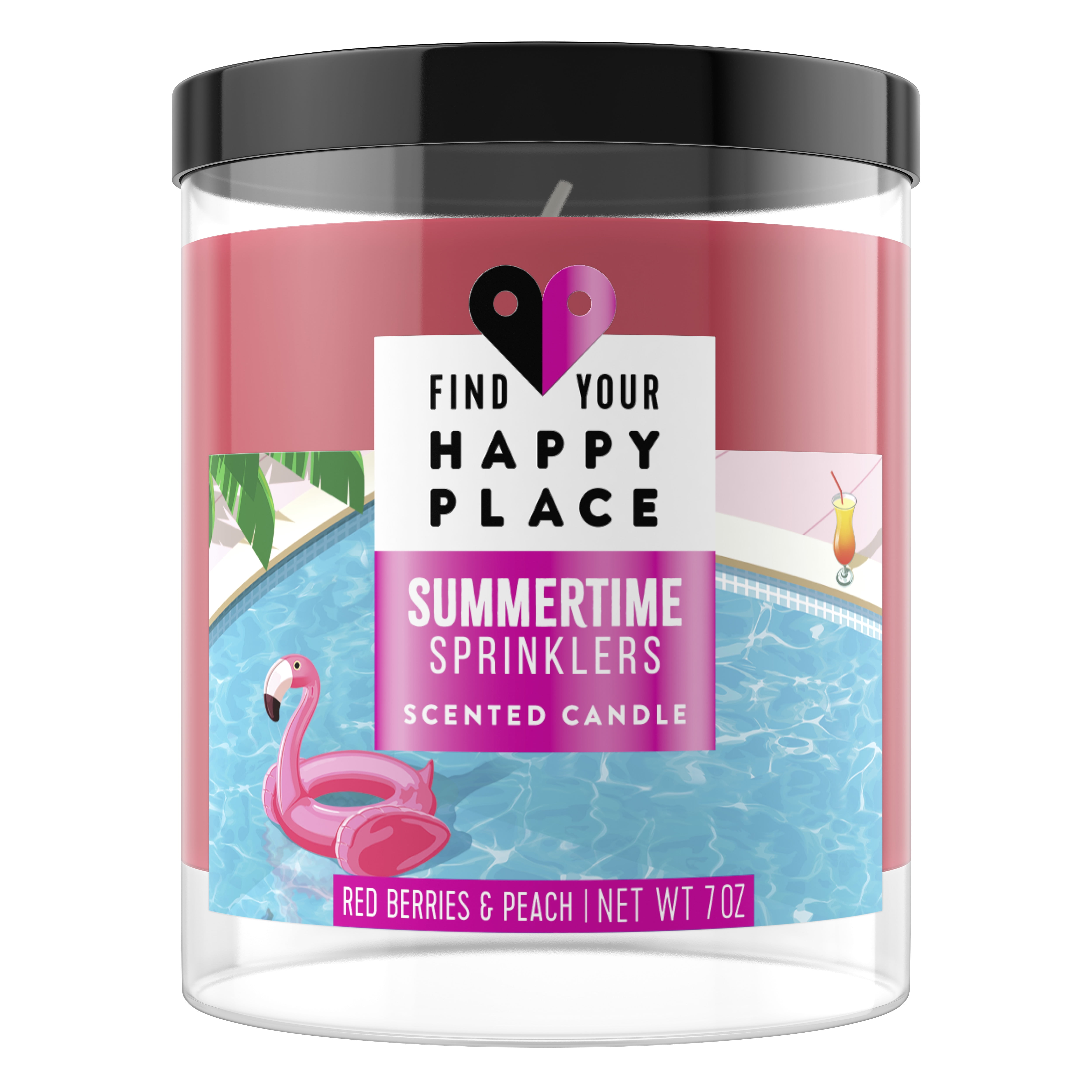 Find Your Happy Place Scented Candle Summertime Sprinklers Red Berries ...