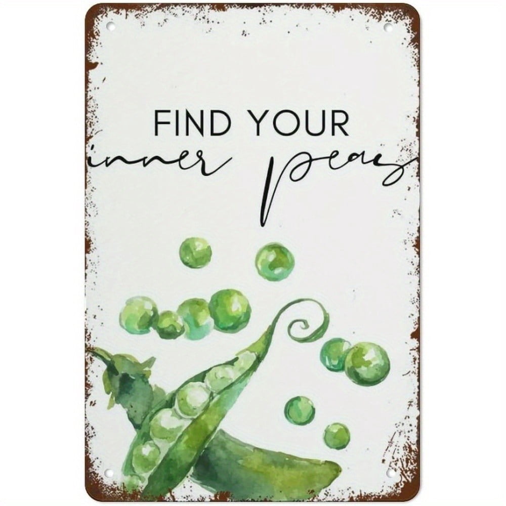 Find Your Inner Pea Humor Metal Sign Whimsical Kitchen/Garden Hanging ...