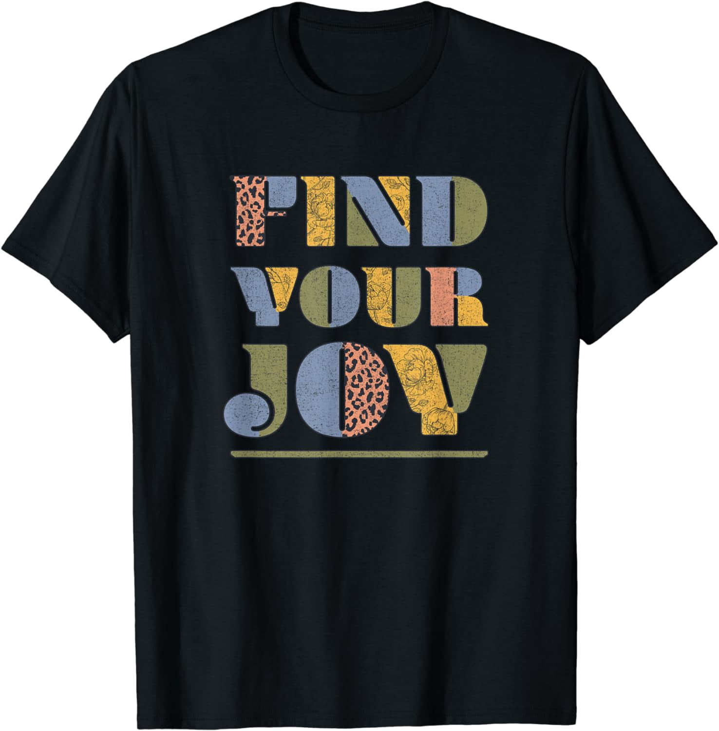 Find Your Joy Bold Mixed Print Letter Fill T-Shirt - Walmart.com