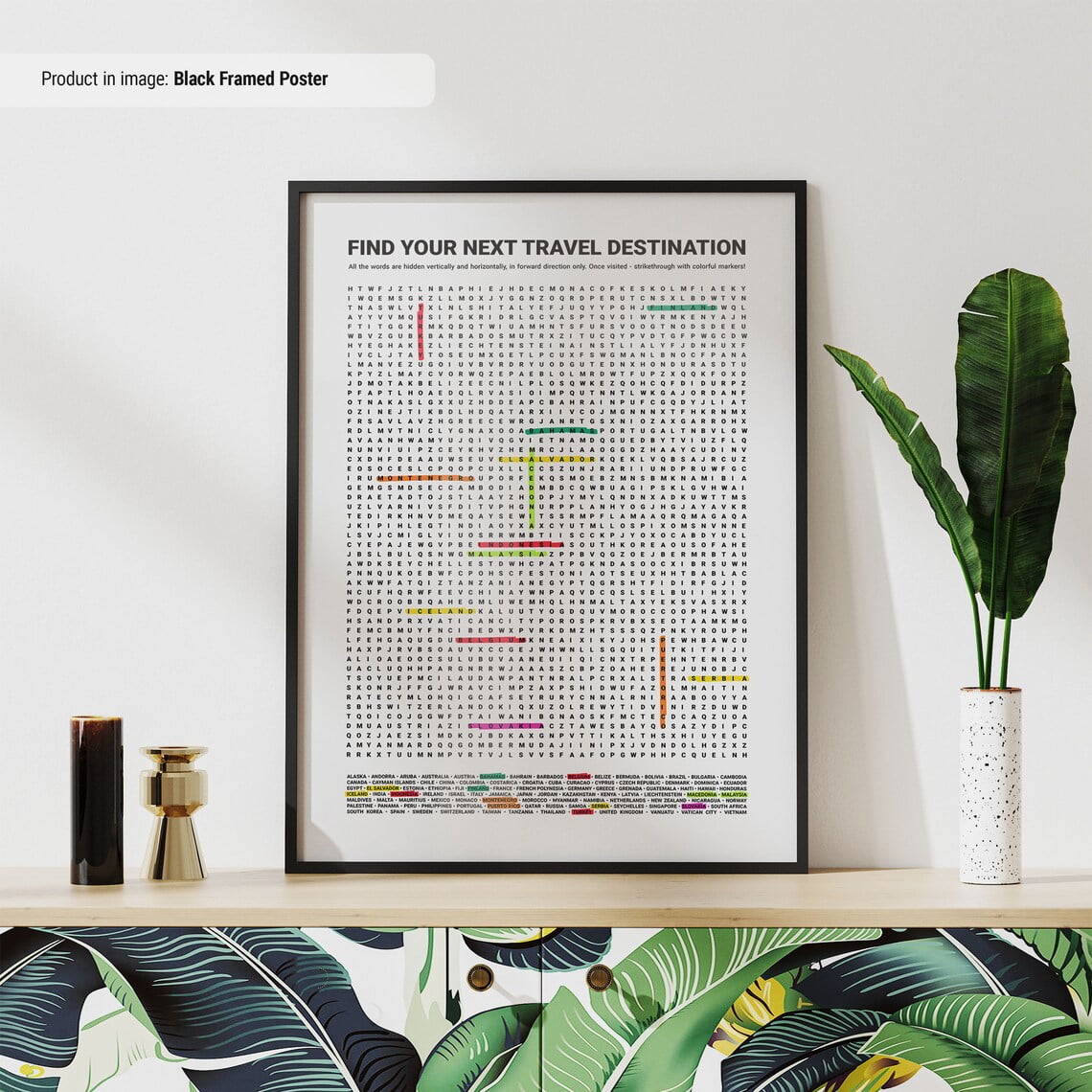 Find Your Next Travel Destination Poster World Countries Edition Travel ...