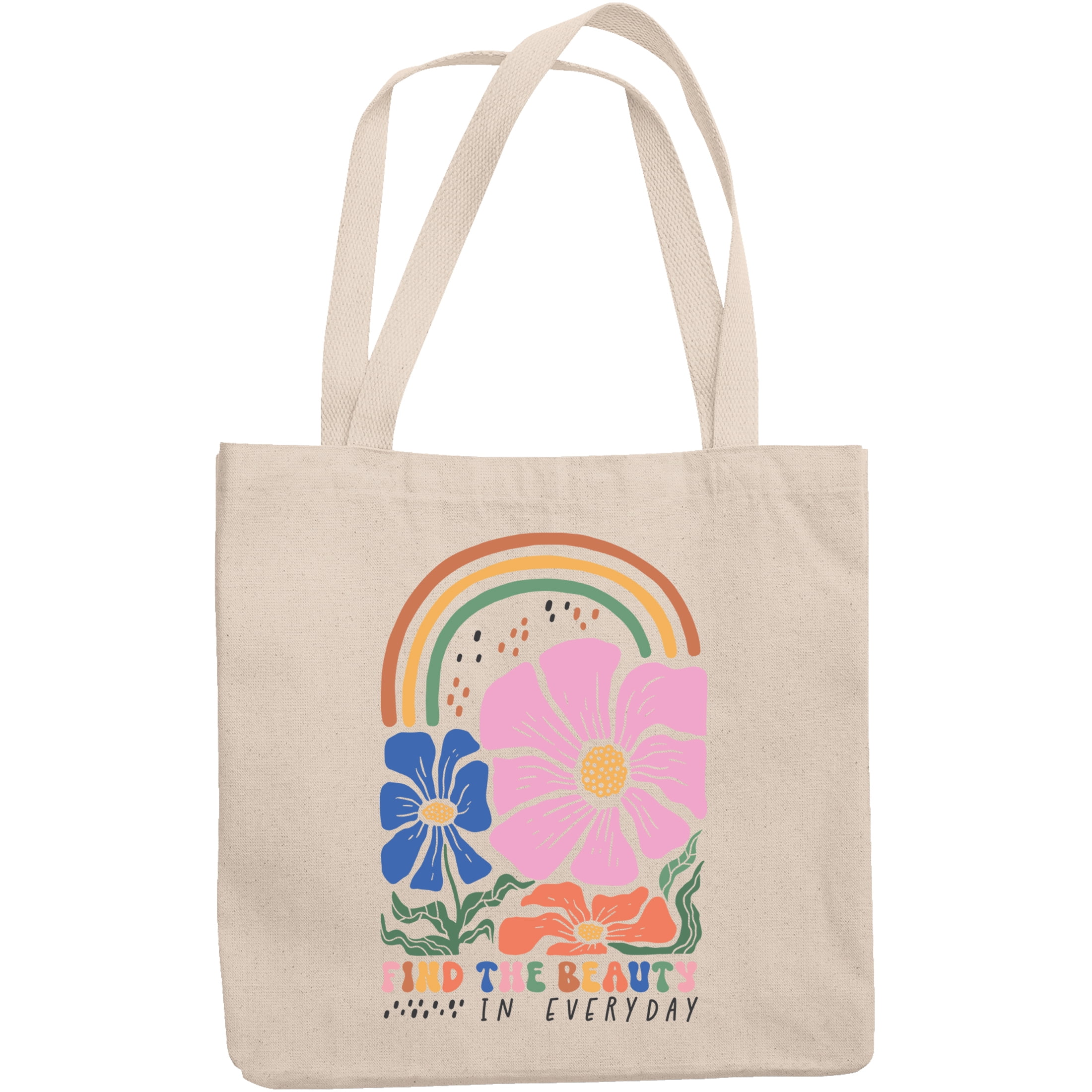 Find the Beauty in Every Day, Boho Rainbow & Flowers Art Merch Gift ...