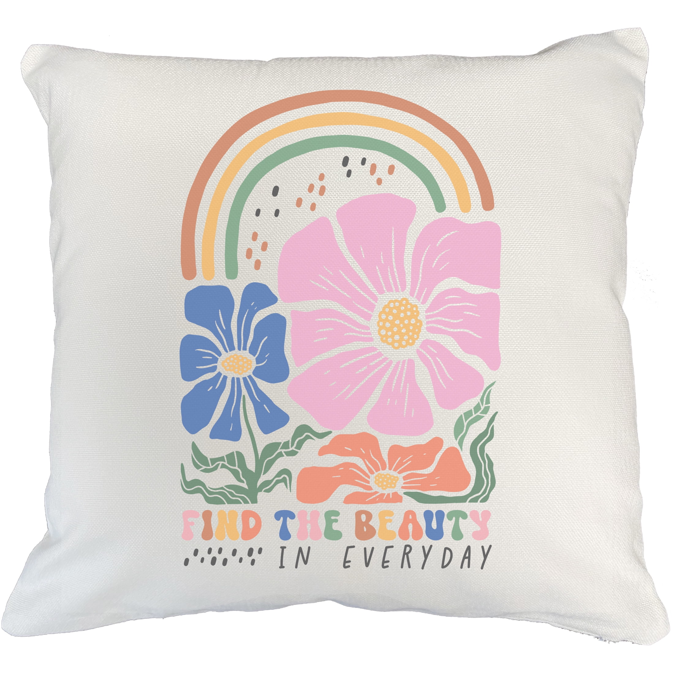 Find the Beauty in Every Day, Boho Rainbow & Flowers Art Merch Gift ...