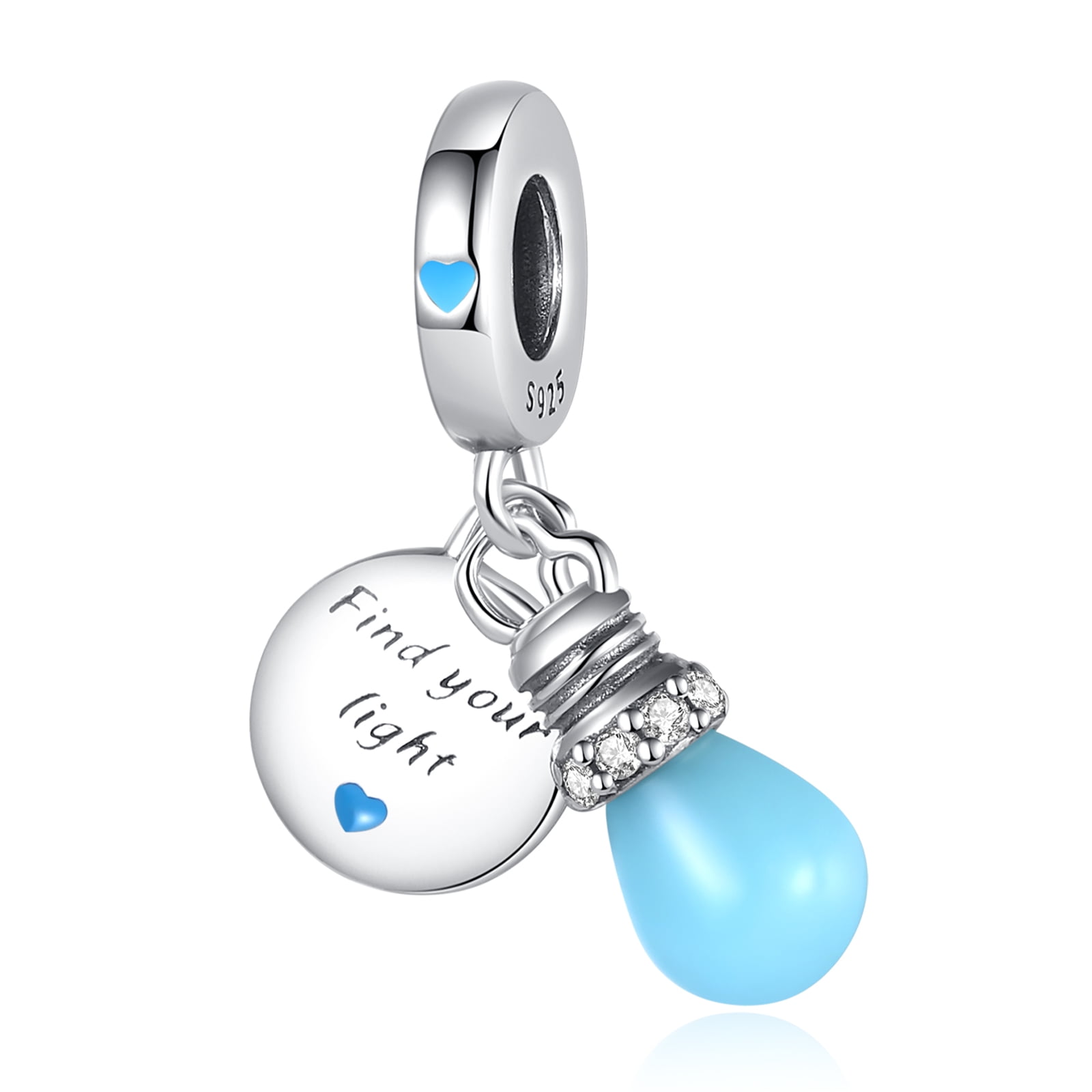 "Find your light" Glow-in-the-dark Lightbulb Double Dangle Charm for ...