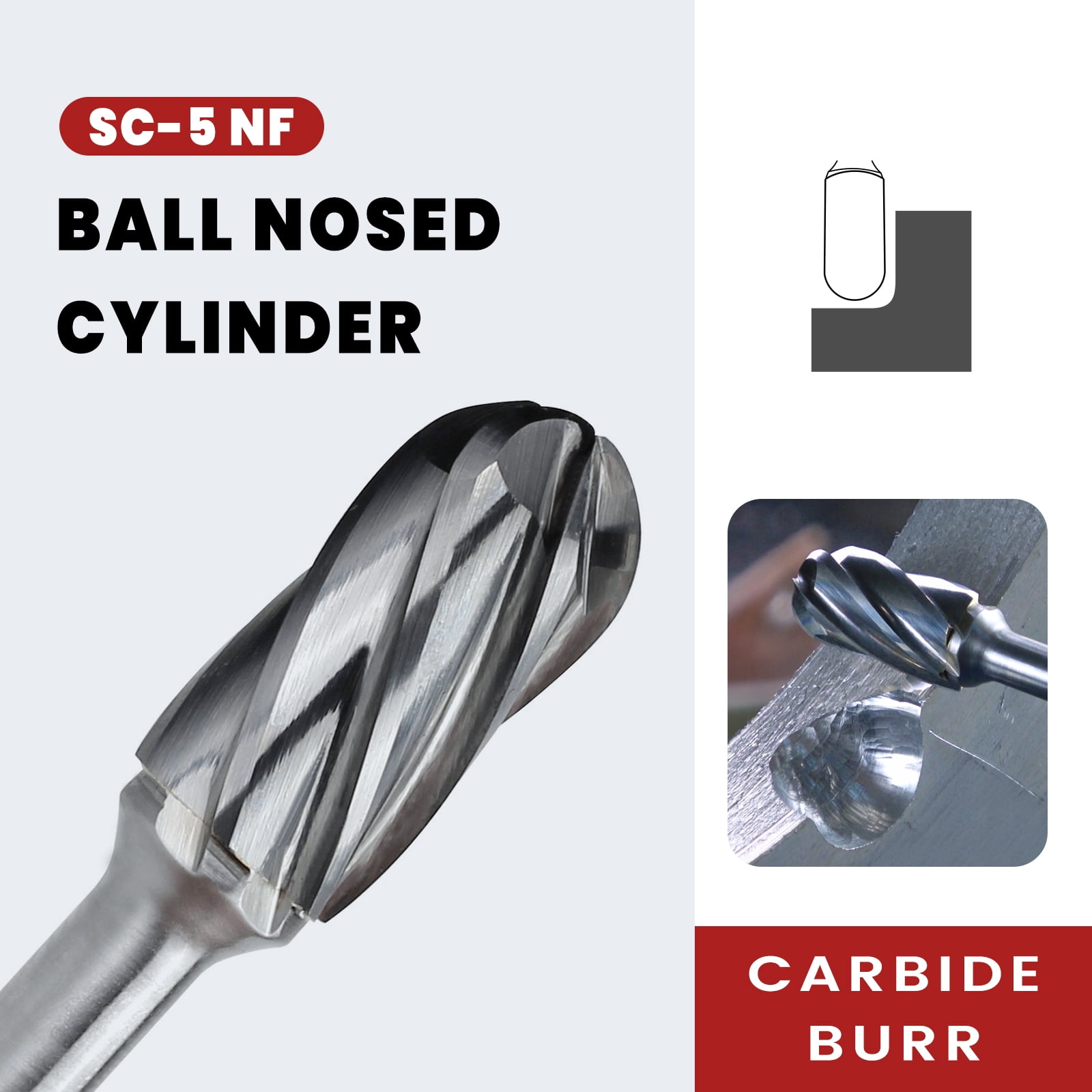 SC5-NF Aluma Cut, 1/4" shank, 1/2" head diameter, 1" flute length ...