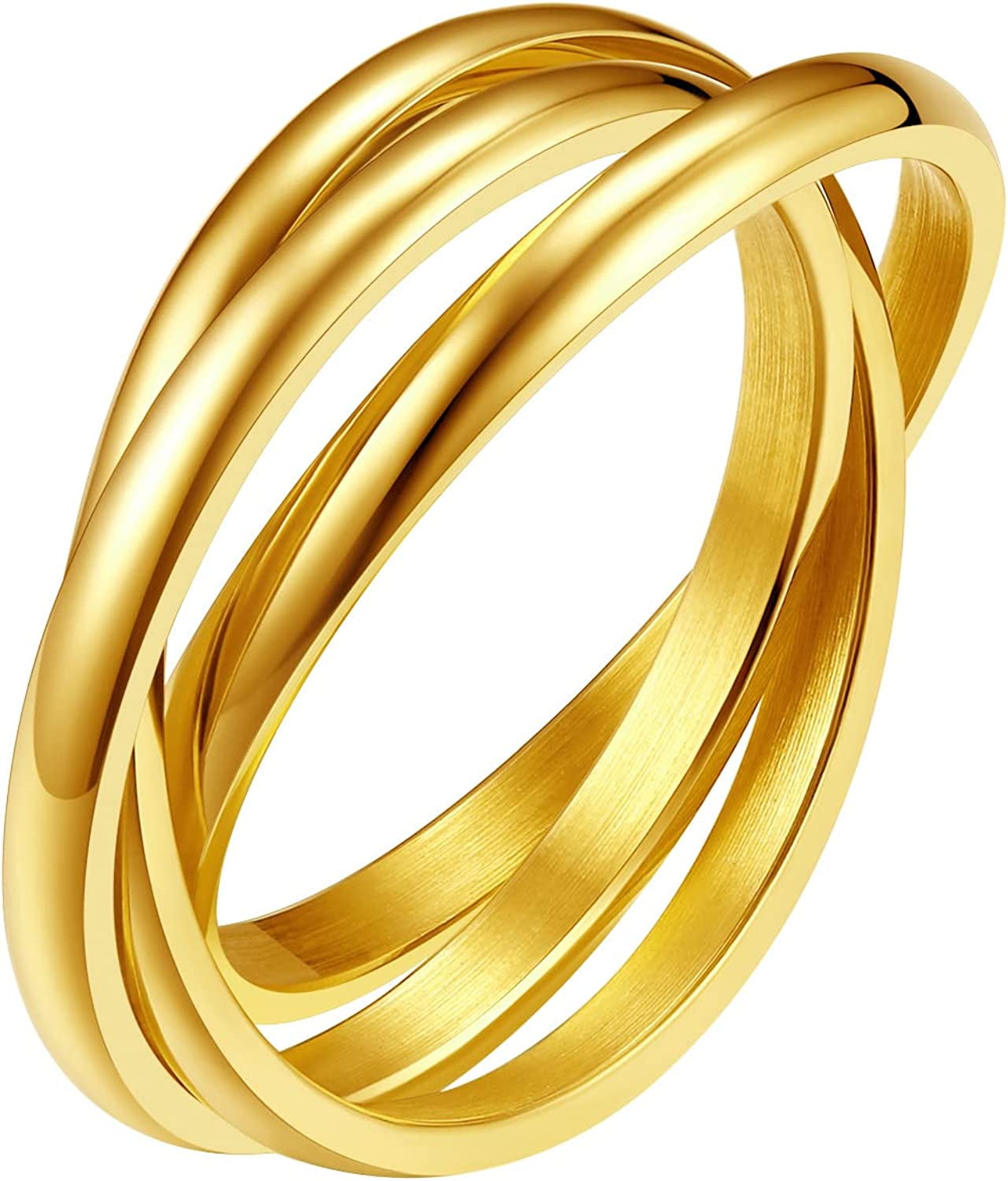 FindChiFindChic Trinity Rolling Rings for Women Girls 18K Gold Plated ...