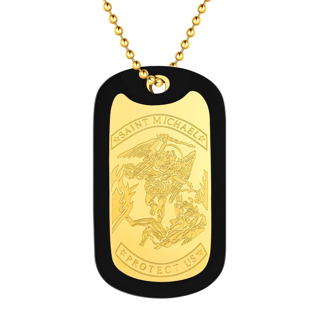 FindChic 14K Gold Dog Tags Necklace for Men Saint Michael Guardian ...