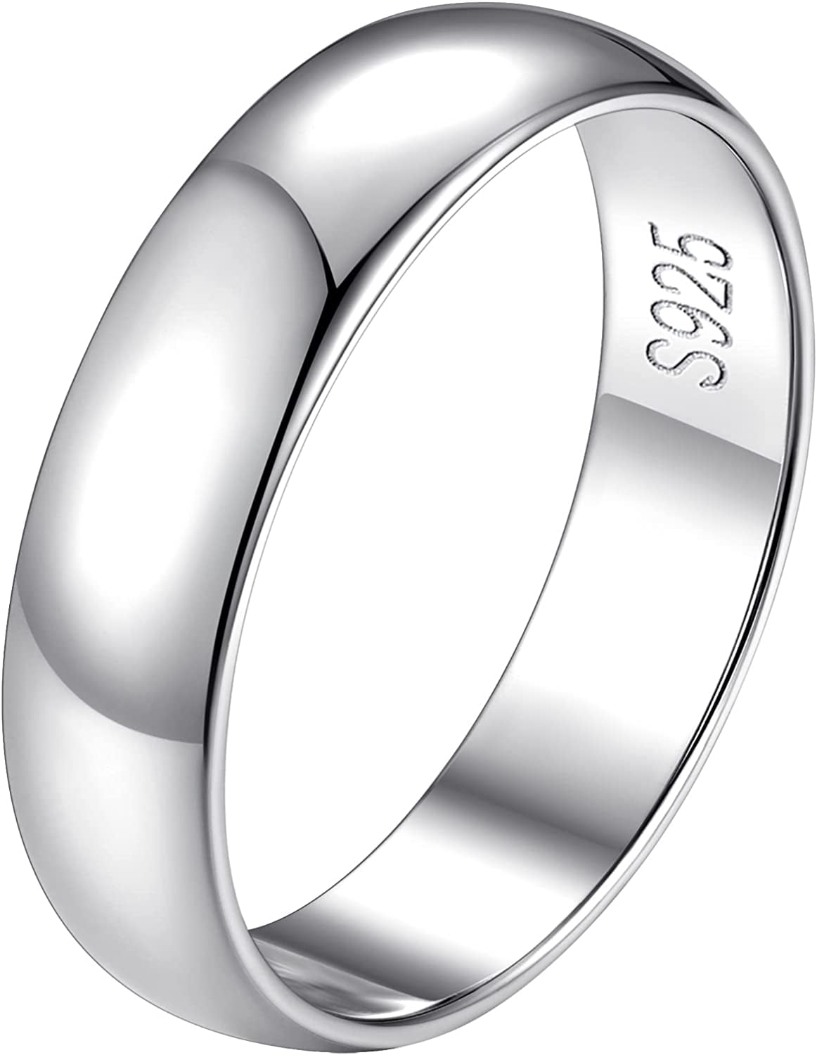FindChic 925 Sterling Silver Band Rings for Womens, Simple Engagement ...