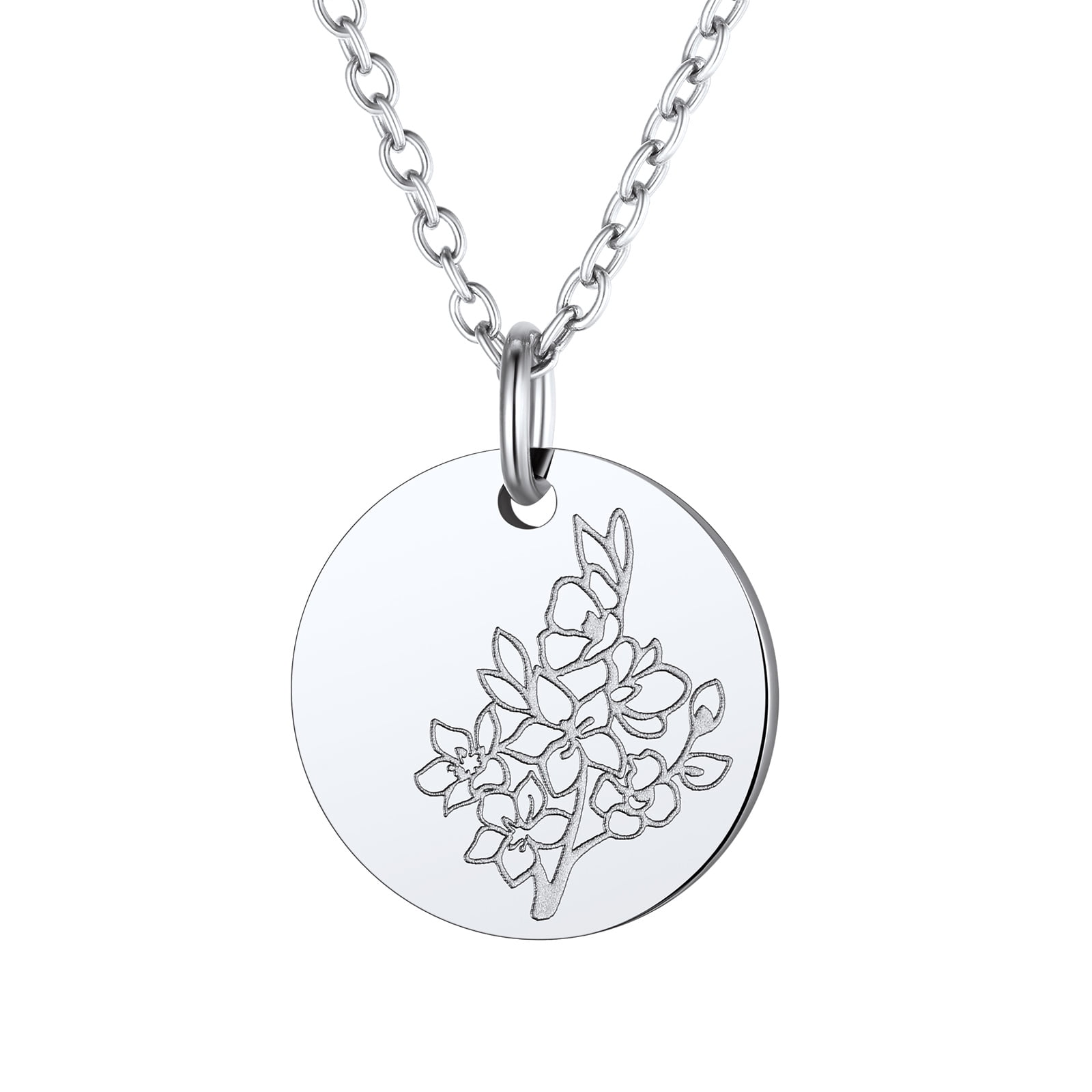 Findchic Birth Flower Necklaces For Women Stainless Steel Custom Floral Pendant Necklaces Dainty