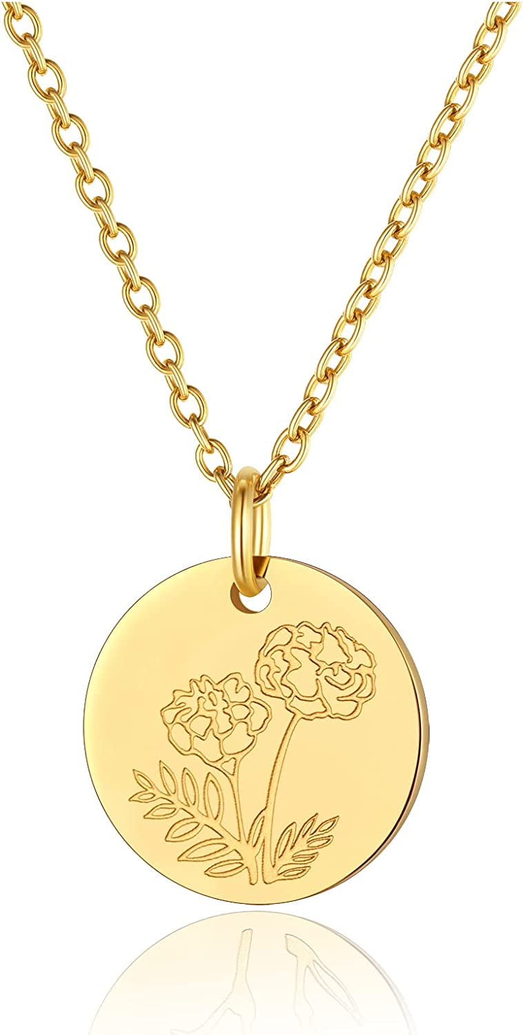Findchic Birth Flower Necklaces For Women Custom Flower Gold Pendant Necklaces For Her Growth