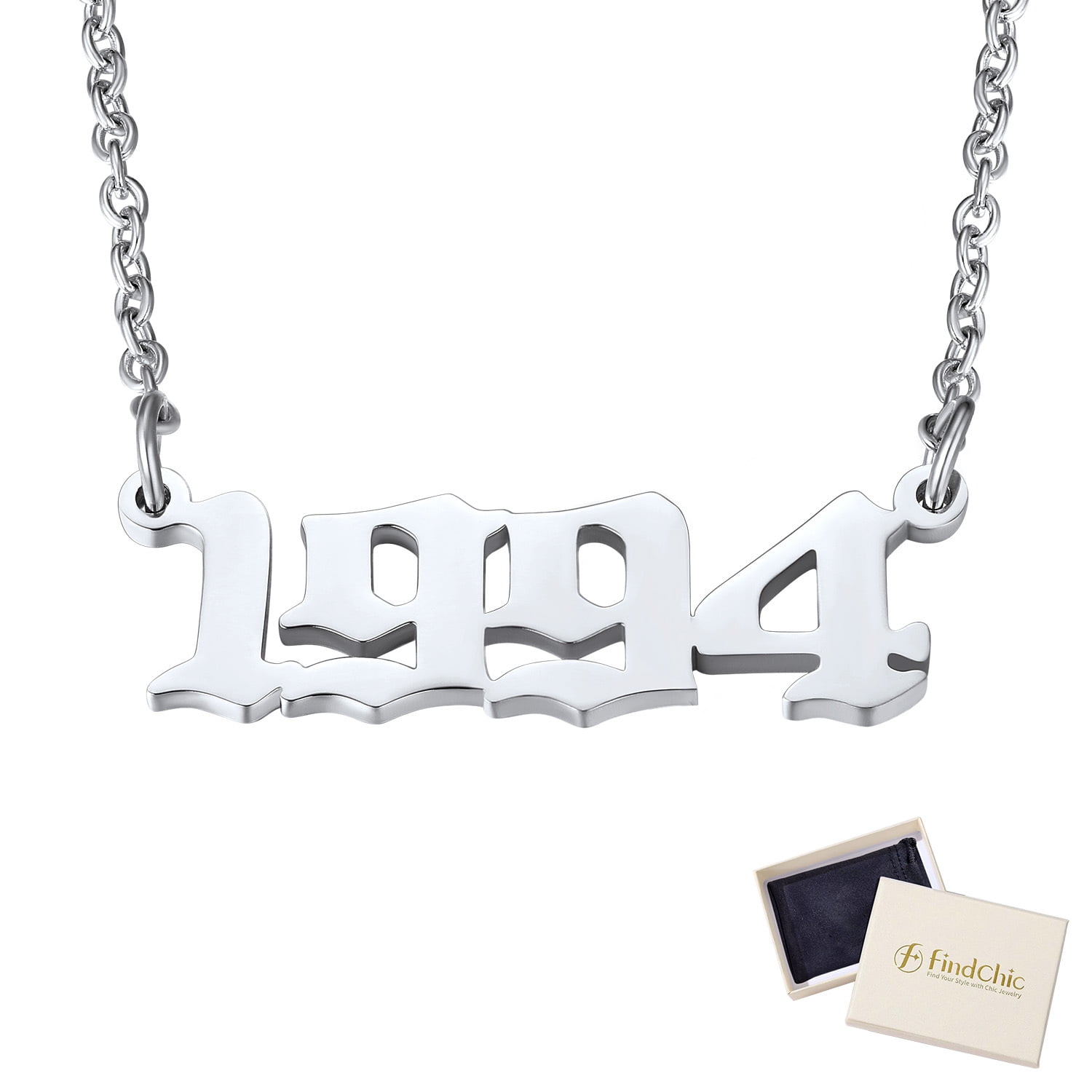 FindChic Custom Birth Number Necklace for Women/Men,Angle Chain Year ...