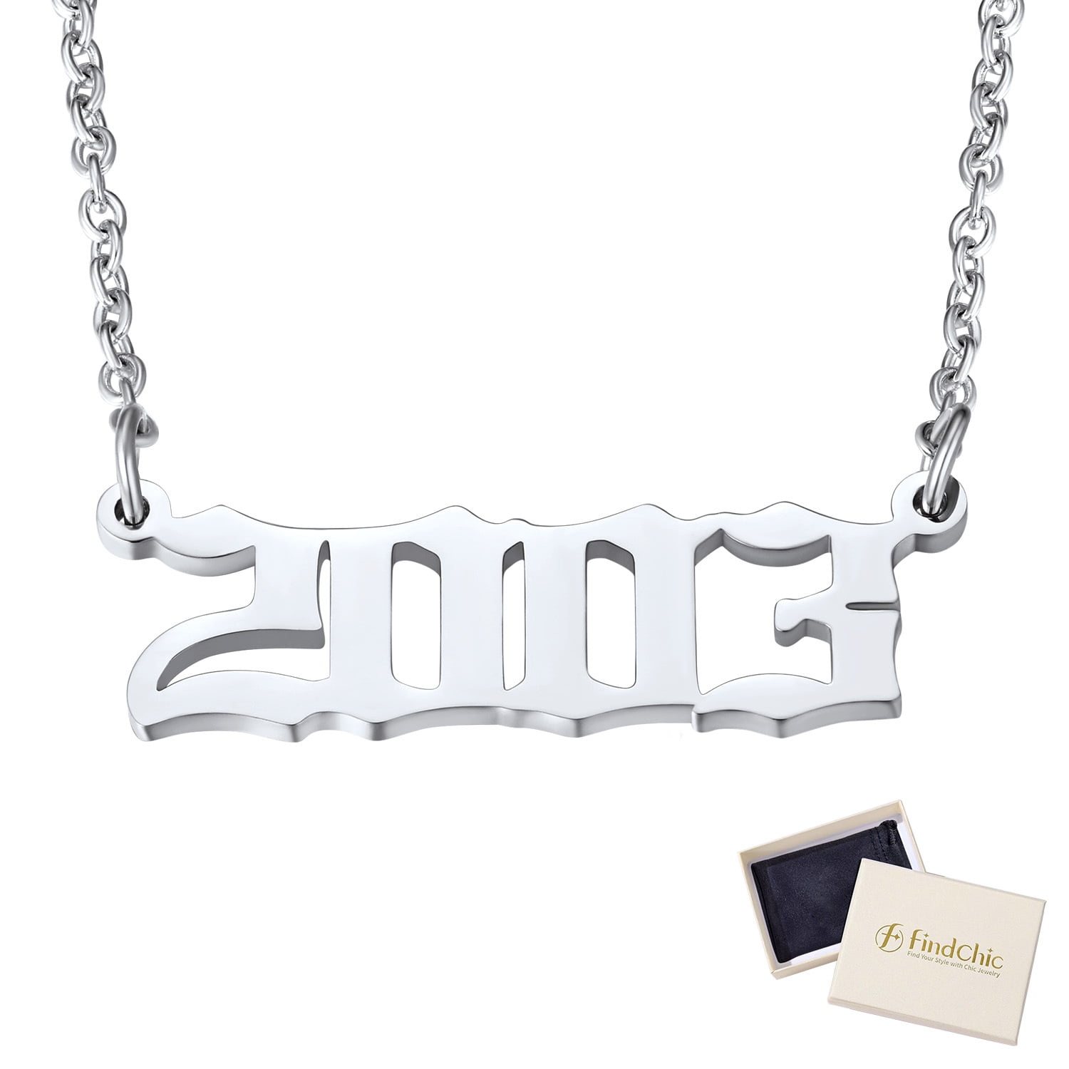 FindChic Custom Birth Number Necklace for Women/Men,Angle Chain Year ...