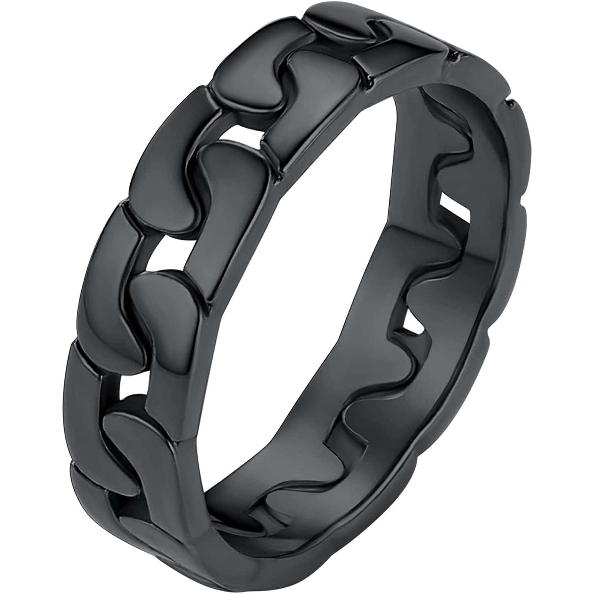 FindChic Cuban Link Band Rings for Mens Hip Hop Black Rings Engagement ...