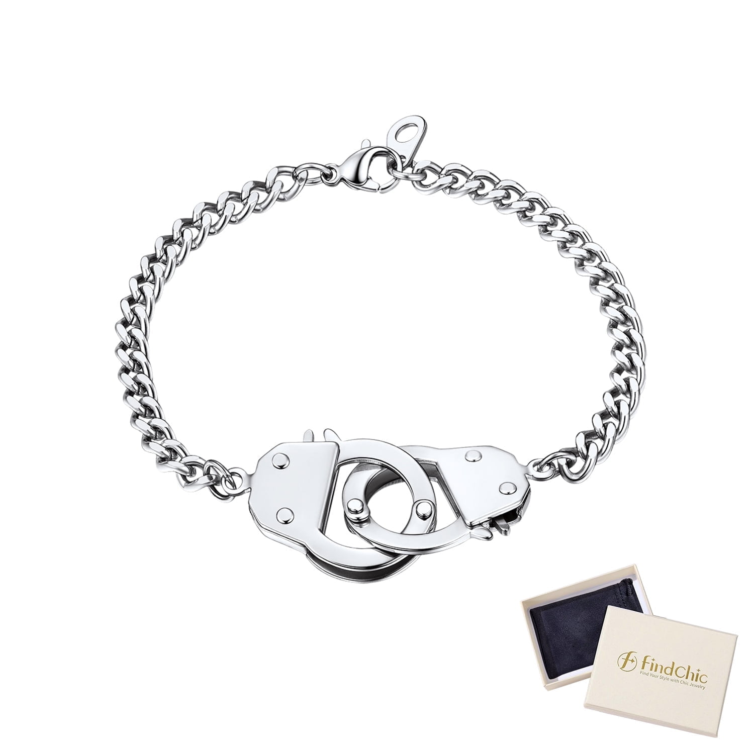 FindChic Bracelets for Women Handcuffs Cuban Chain Stainless Steel Y2K ...