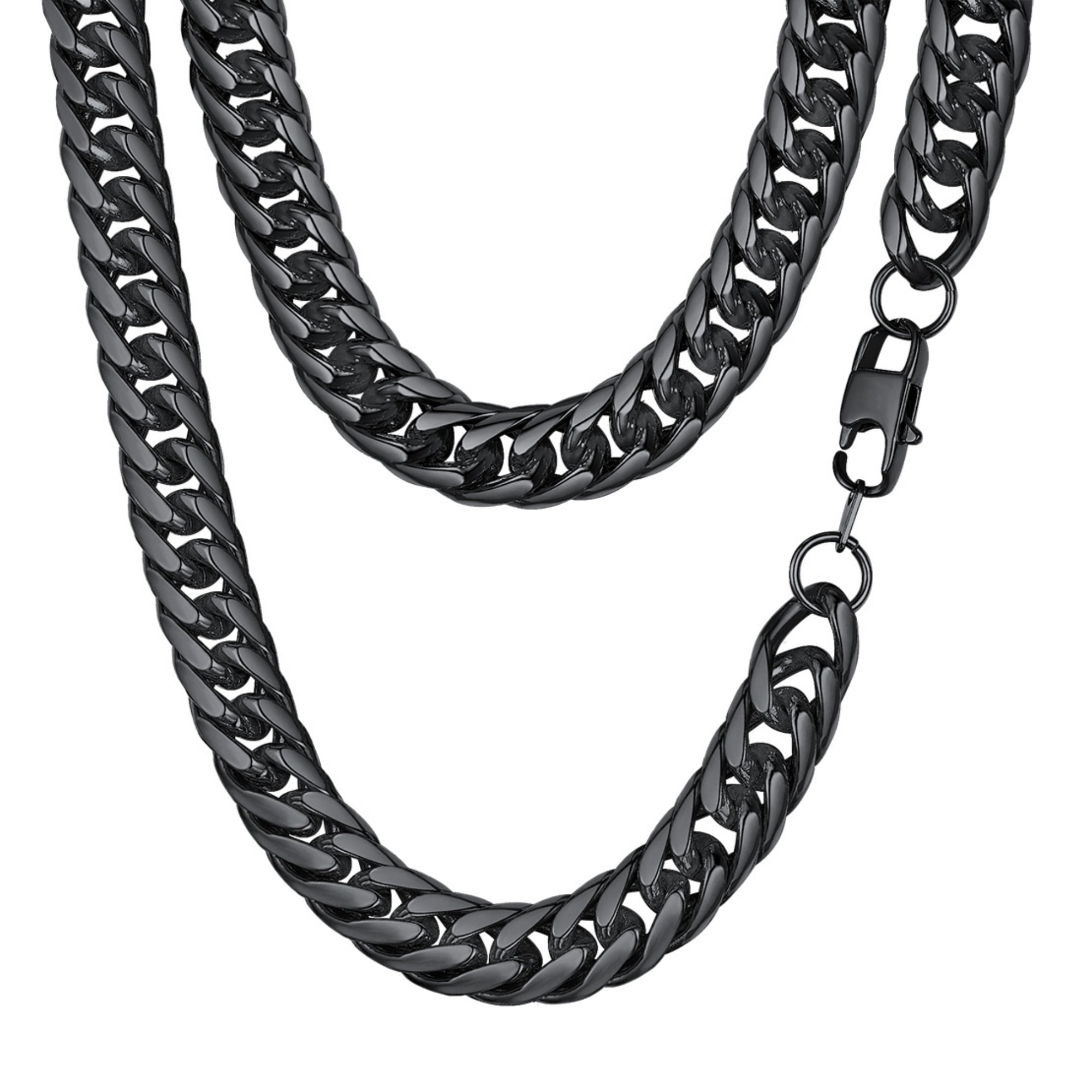 FindChic Chains Necklace for Men, 28inch 12mm Black Stainless Steel ...