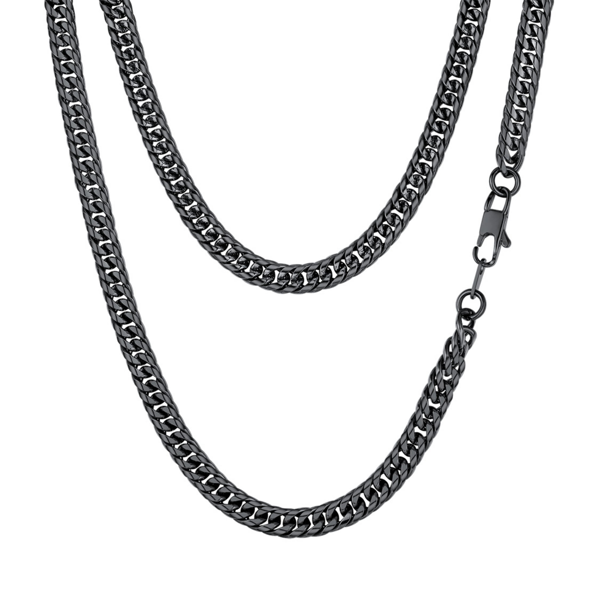 FindChic Chains Necklace for Men, 28inch 6mm Black Stainless Steel ...