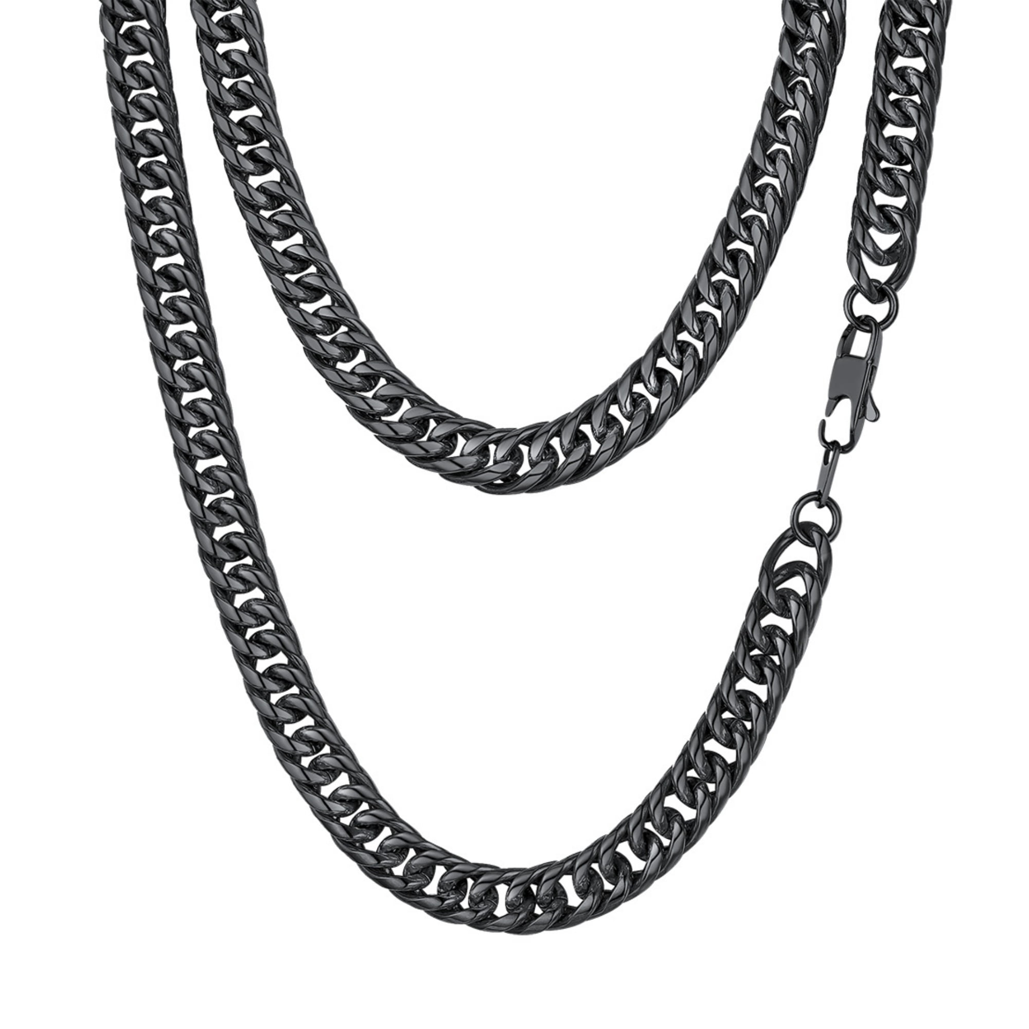 FindChic Chains Necklace for Men, 30inch 9mm Black Stainless Steel ...