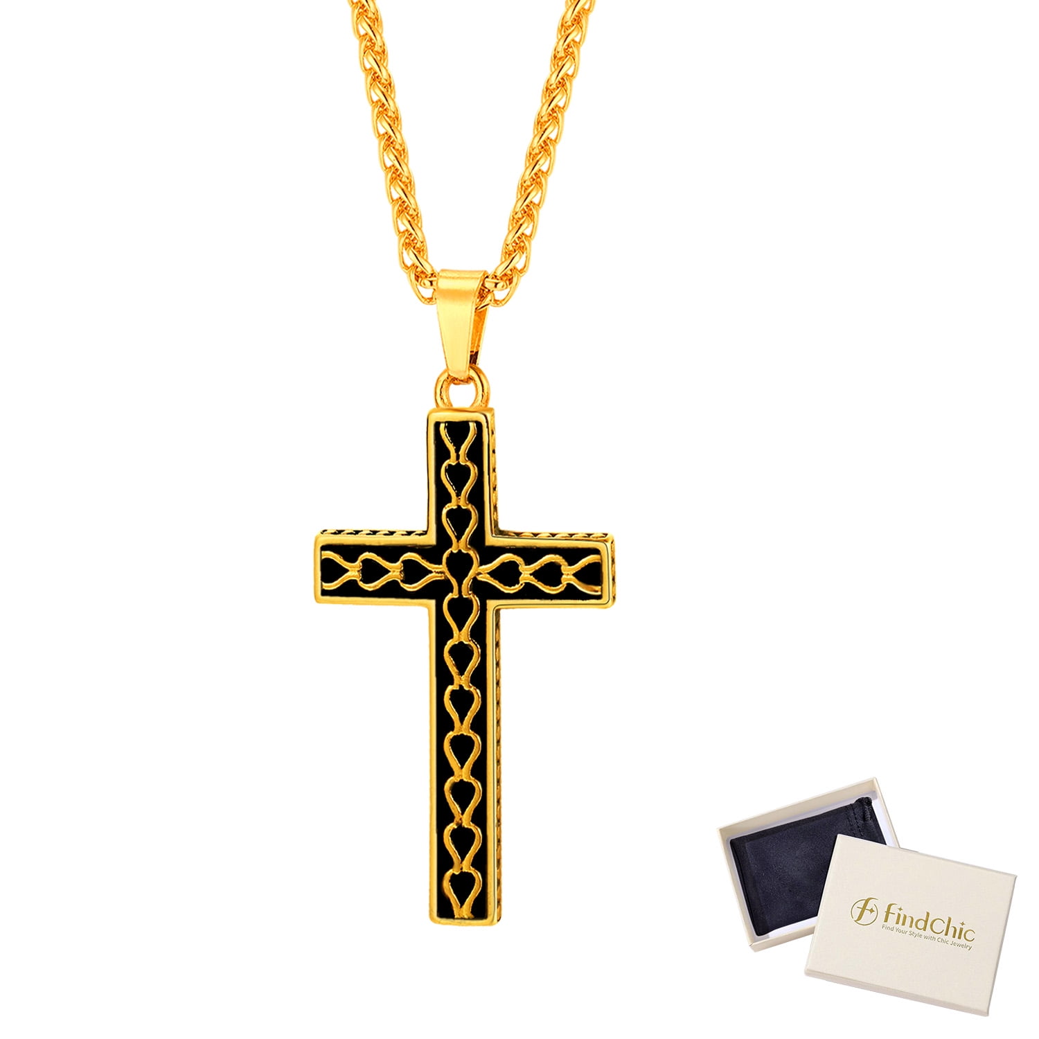 FindChic Christ Cross Necklace Pendant for Men,Black Pendant Cross ...