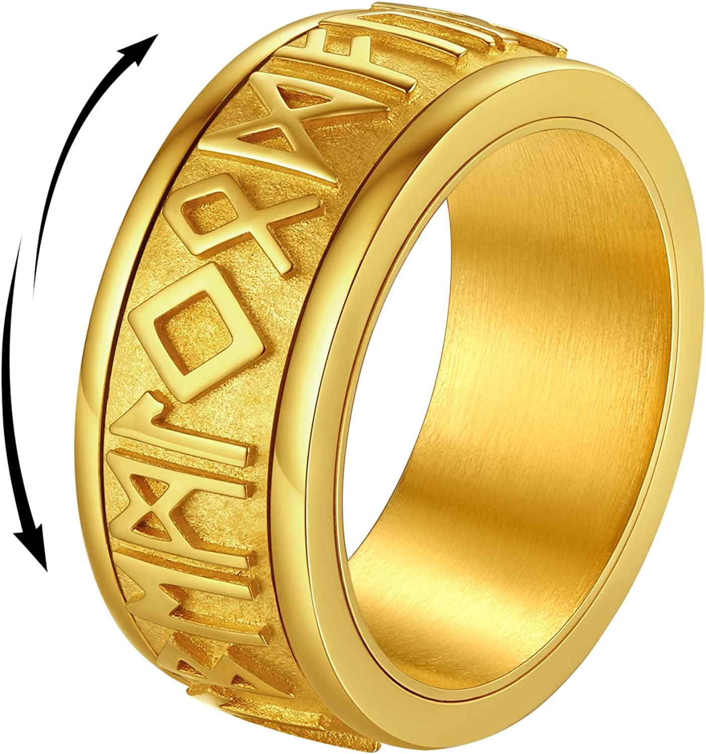 FindChic Fidget Rotatable Rings for Men Stainless Steel Gold Plated ...