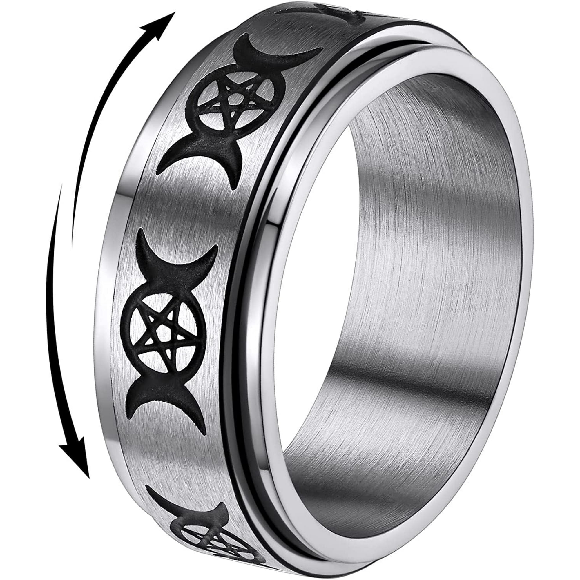 FindChic Nordic Rings for Men Stainless Steel Spinner Band Ring Triple ...