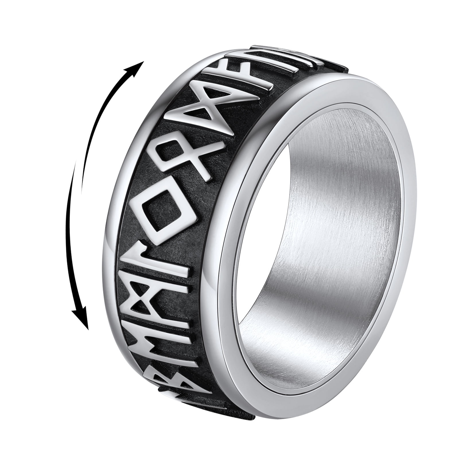 FindChic Fidget Rotatable Rings for Men Stainless Steel Viking Rune ...