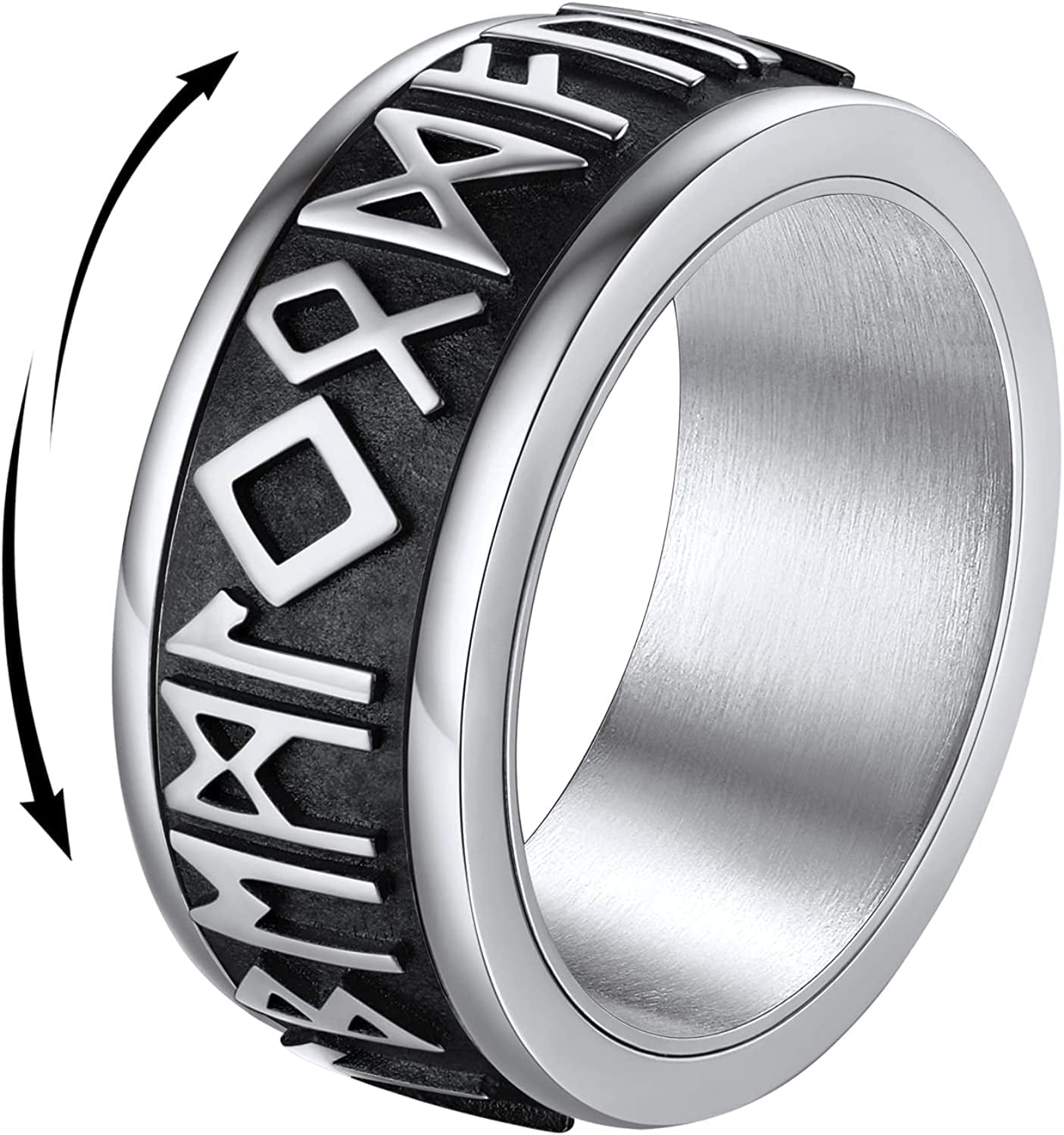 FindChic Fidget Rotatable Rings for Men Stainless Steel Viking Rune ...