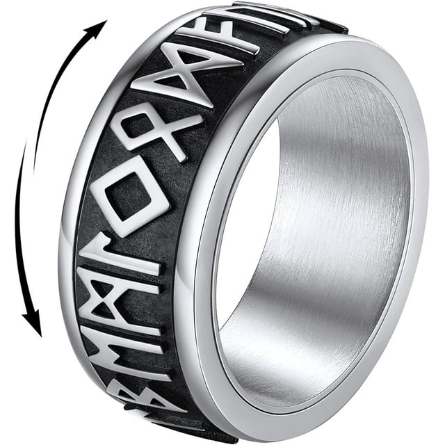 FindChic Clearance Viking Rune Fidget Rings for Men Stainless Steel ...
