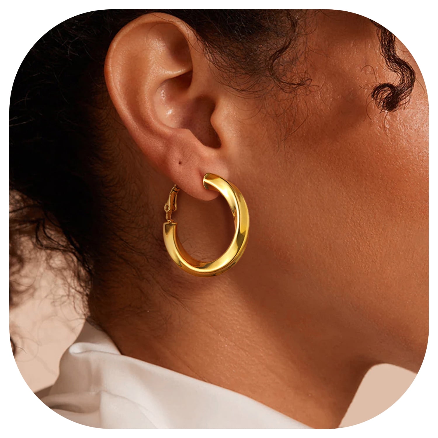 FindChic Hoop Earrings for Women Stainless Steel Twisted Hoops 14K Gold ...