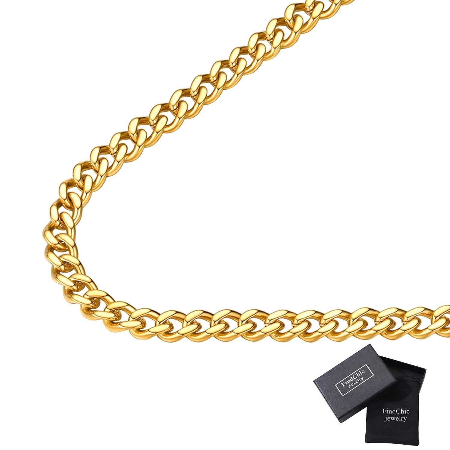 FindChic Curb Link Chain 18K Gold Necklace For Men Chunky Hip Hop Neck ...