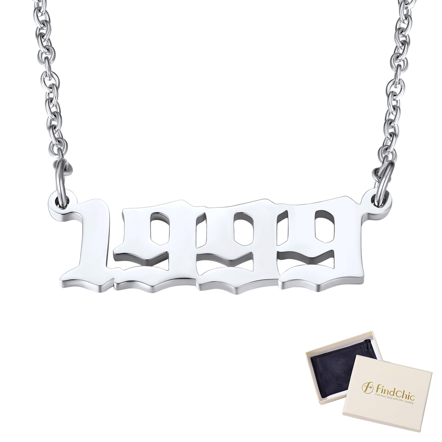 FindChic Women Men Numbers Necklace 1985-2005 Birth Year Pendants ...
