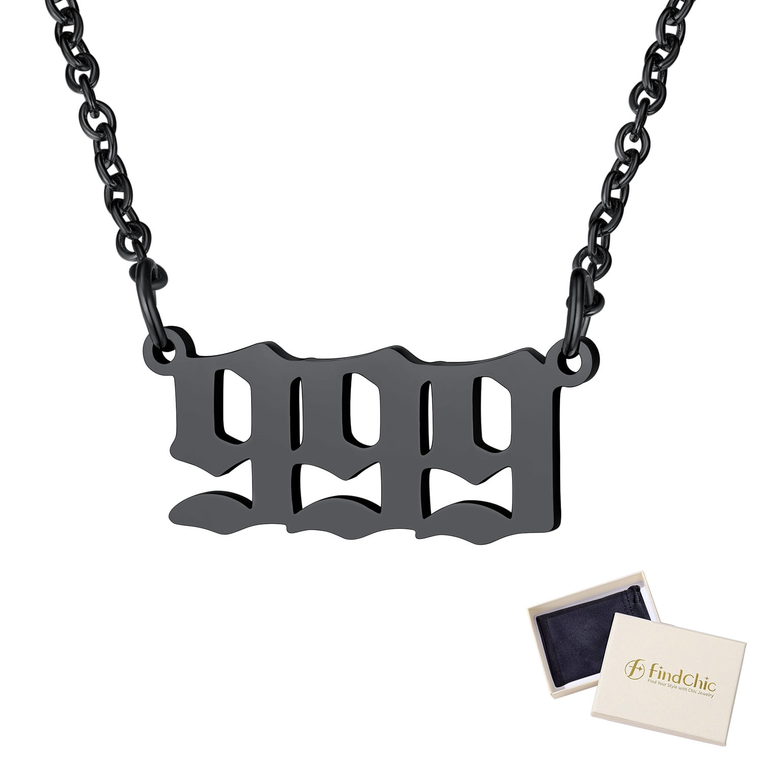 FindChic Men Sports Number Pendant Necklaces Black Stainless Steel ...