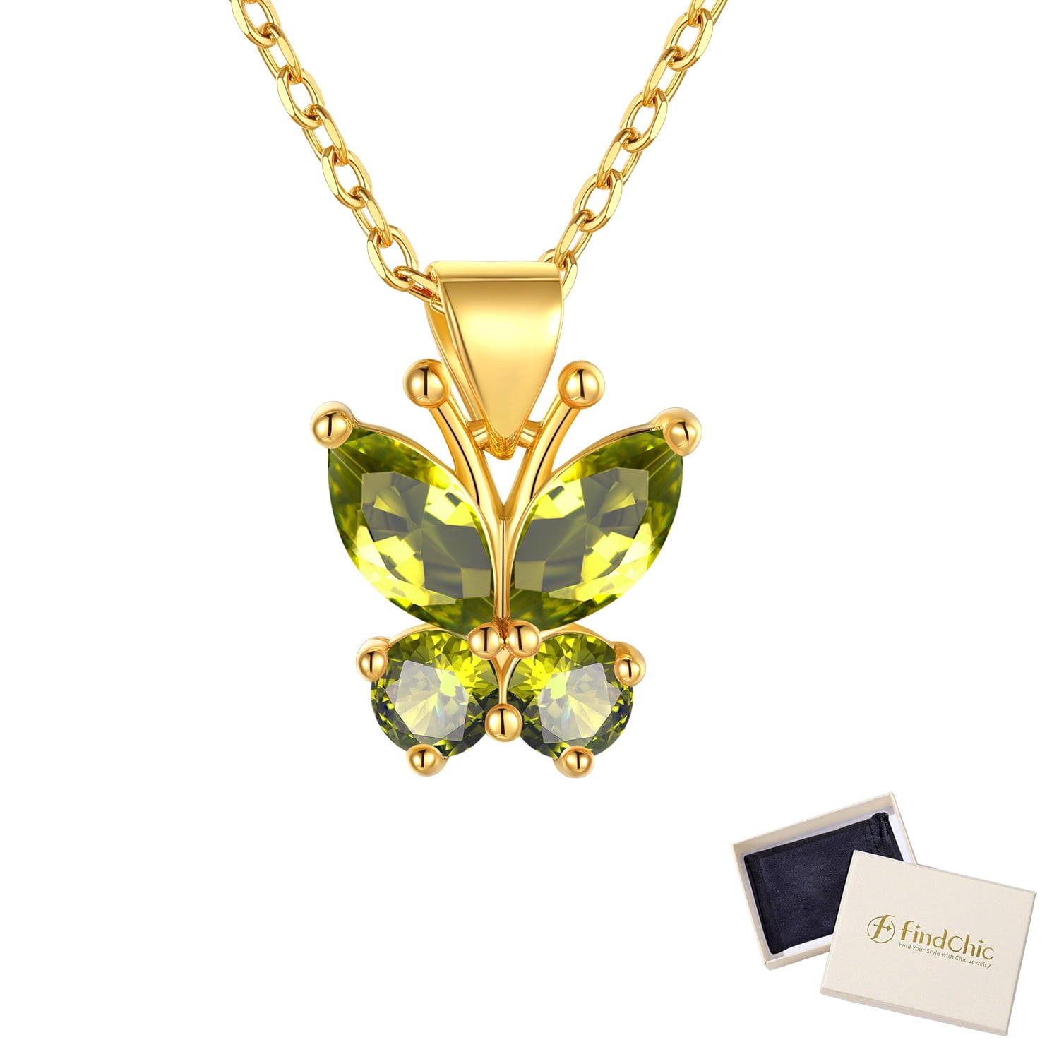 FindChic Dainty Butterfly Pendant Necklaces for Women, 14K Gold Plated ...